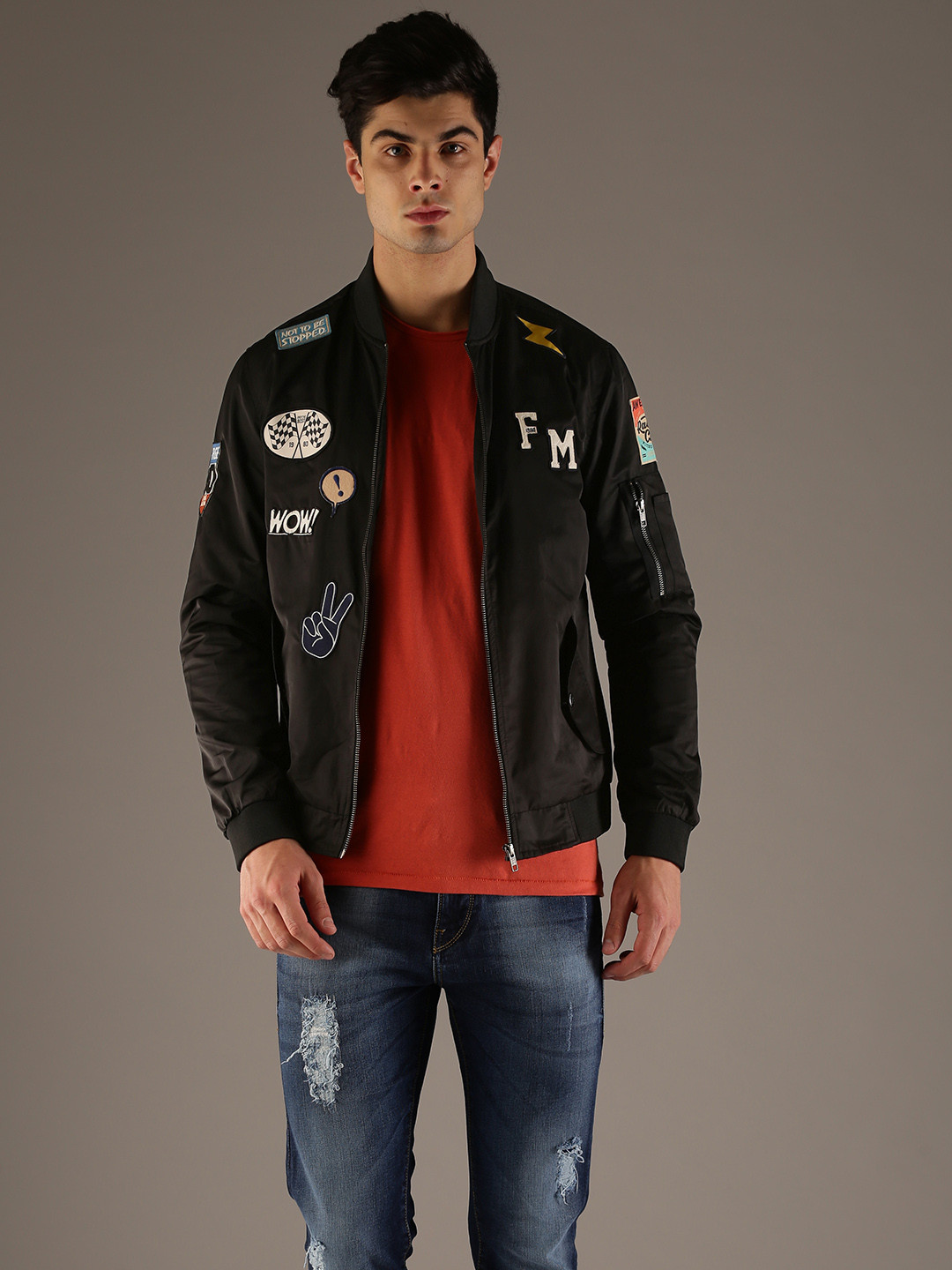 Buy Flying Machine Men Black Solid Bomber - Jackets for Men 2188145 ...
