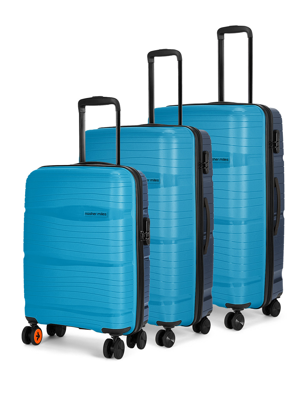 Buy Nasher Miles Set Of 3 Textured Hard Sided Trolley Suitcases ...