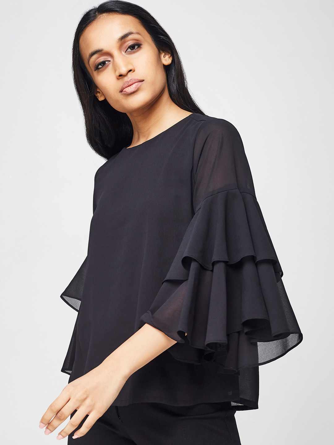 Buy AND Women Black Solid Top - Tops for Women 2188666 | Myntra