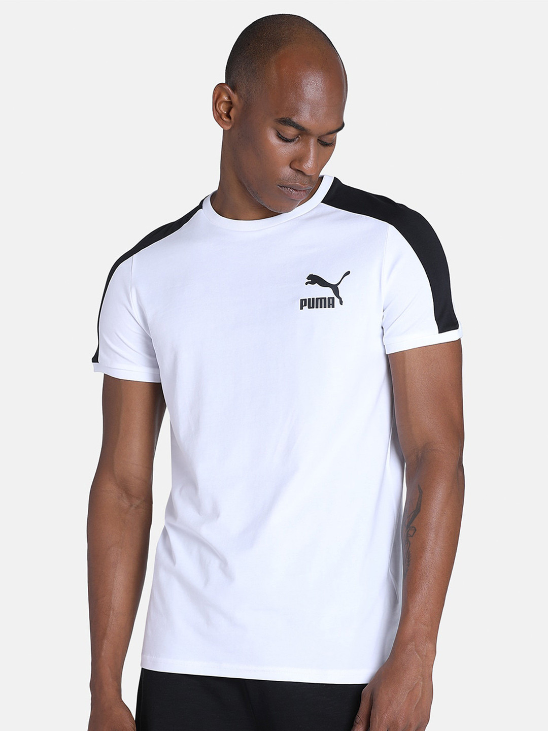 Buy Puma Men T7 ICONIC Colourblocked Cotton Sports T Shirt - Tshirts ...