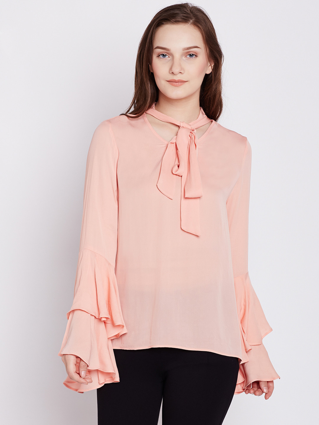 Buy COVER STORY Women Peach Coloured Solid Top - Tops for Women 2188953 ...