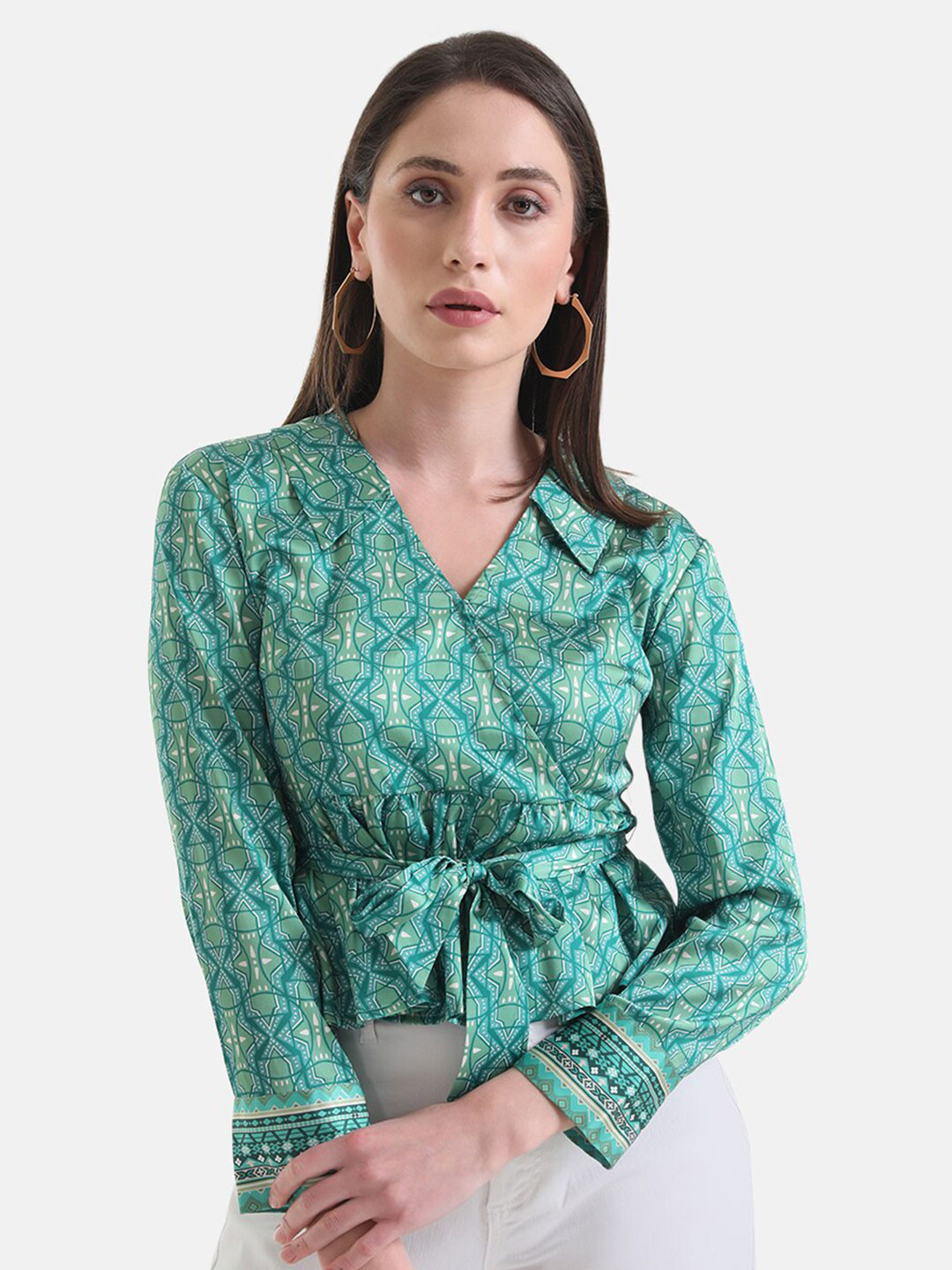 Buy Kazo Geometric Printed Wrap Top - Tops for Women 21891232 | Myntra