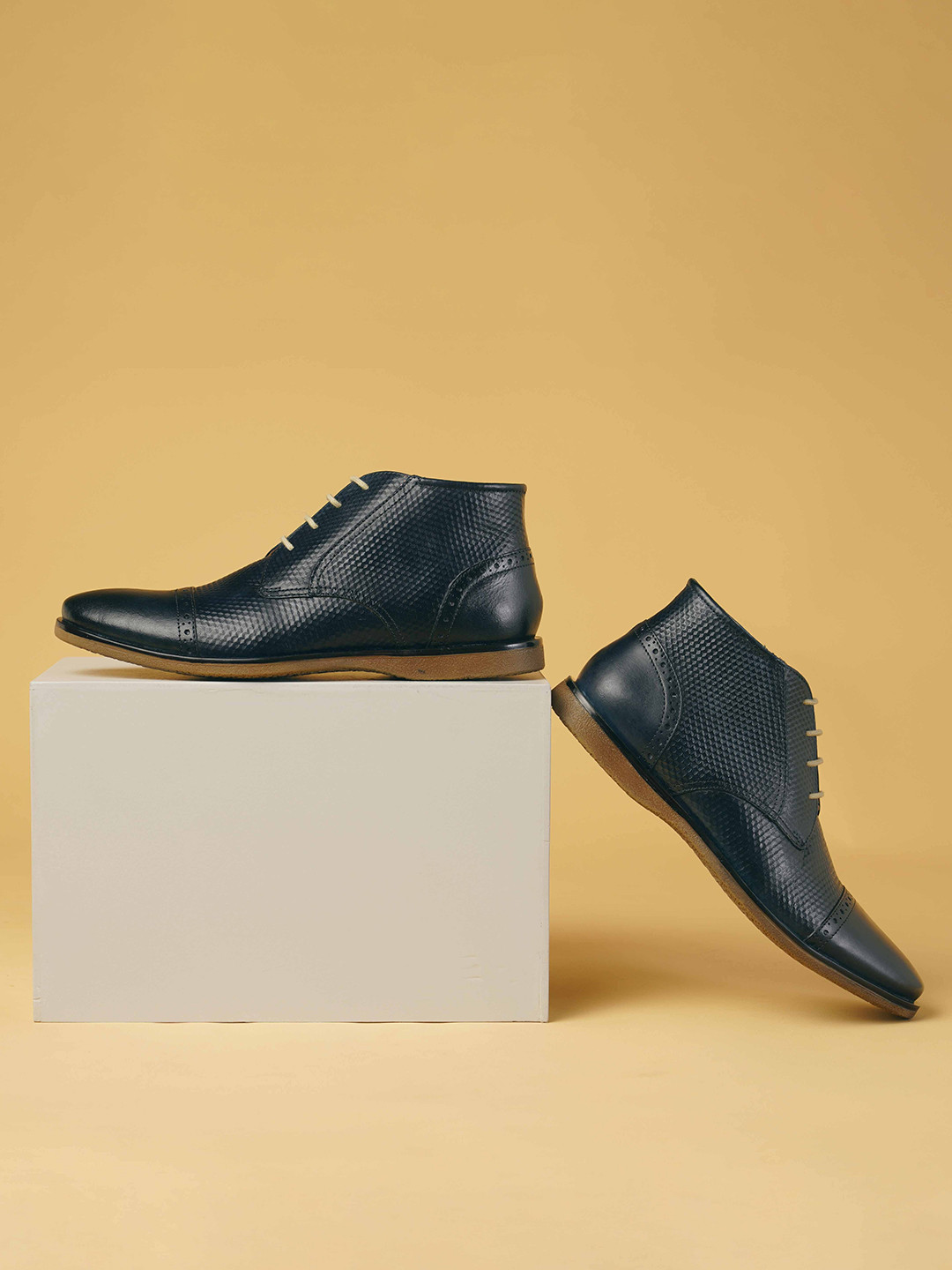 Buy Ruosh Men Textured Perforated Leather Regular Boots - Boots for Men ...