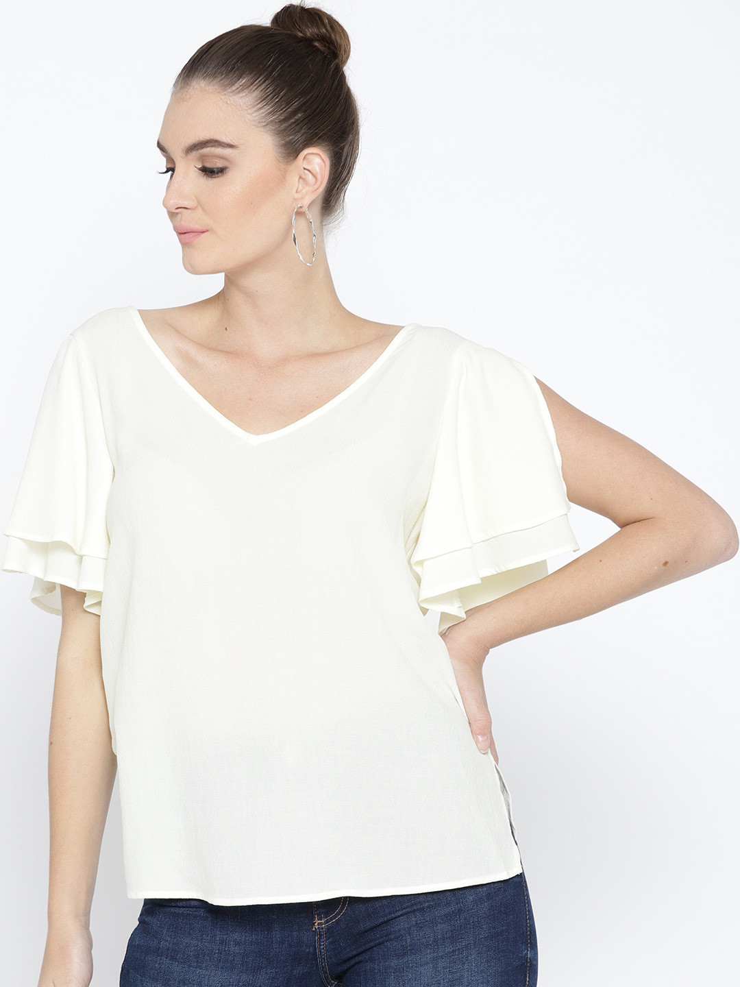 Buy Promod Women Cream Coloured Solid Top - Tops for Women 2189577 | Myntra
