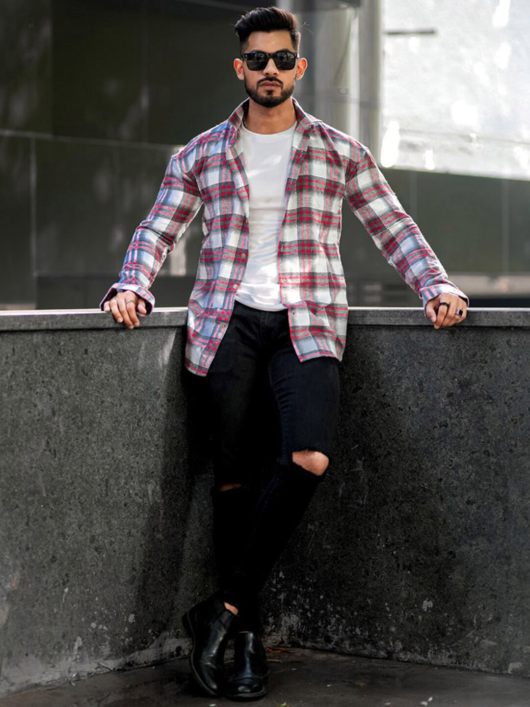 Buy Powerlook Men Slim Fit Tartan Checked Casual Shacket - Shackets for ...