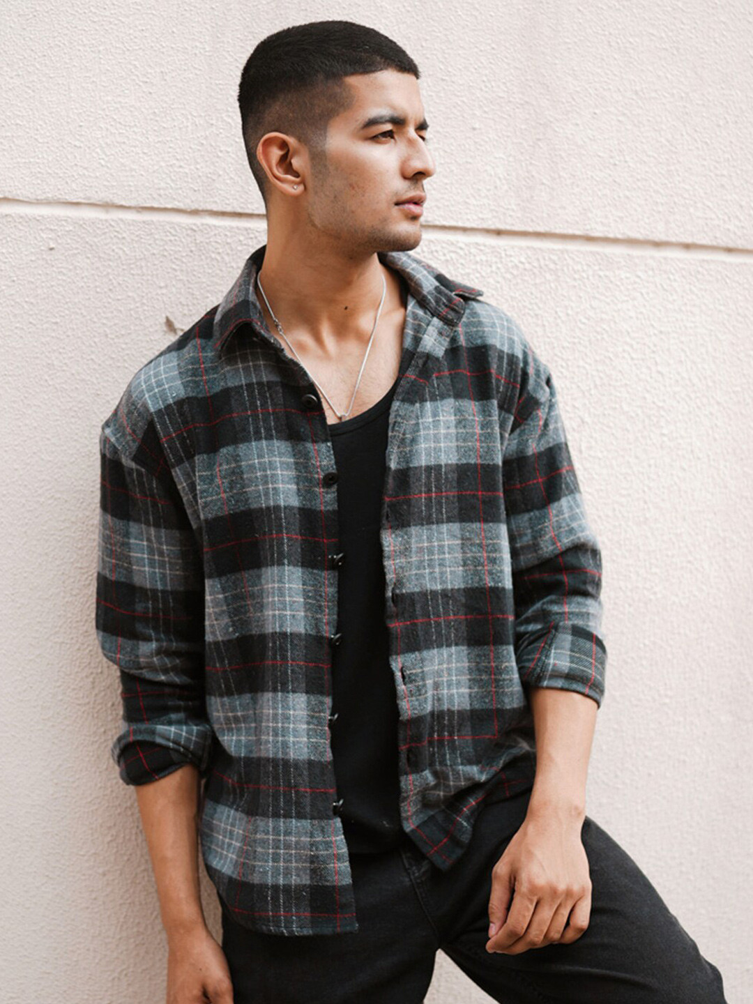 Buy Powerlook Men Slim Fit Tartan Checked Casual Shackets - Shirts for ...