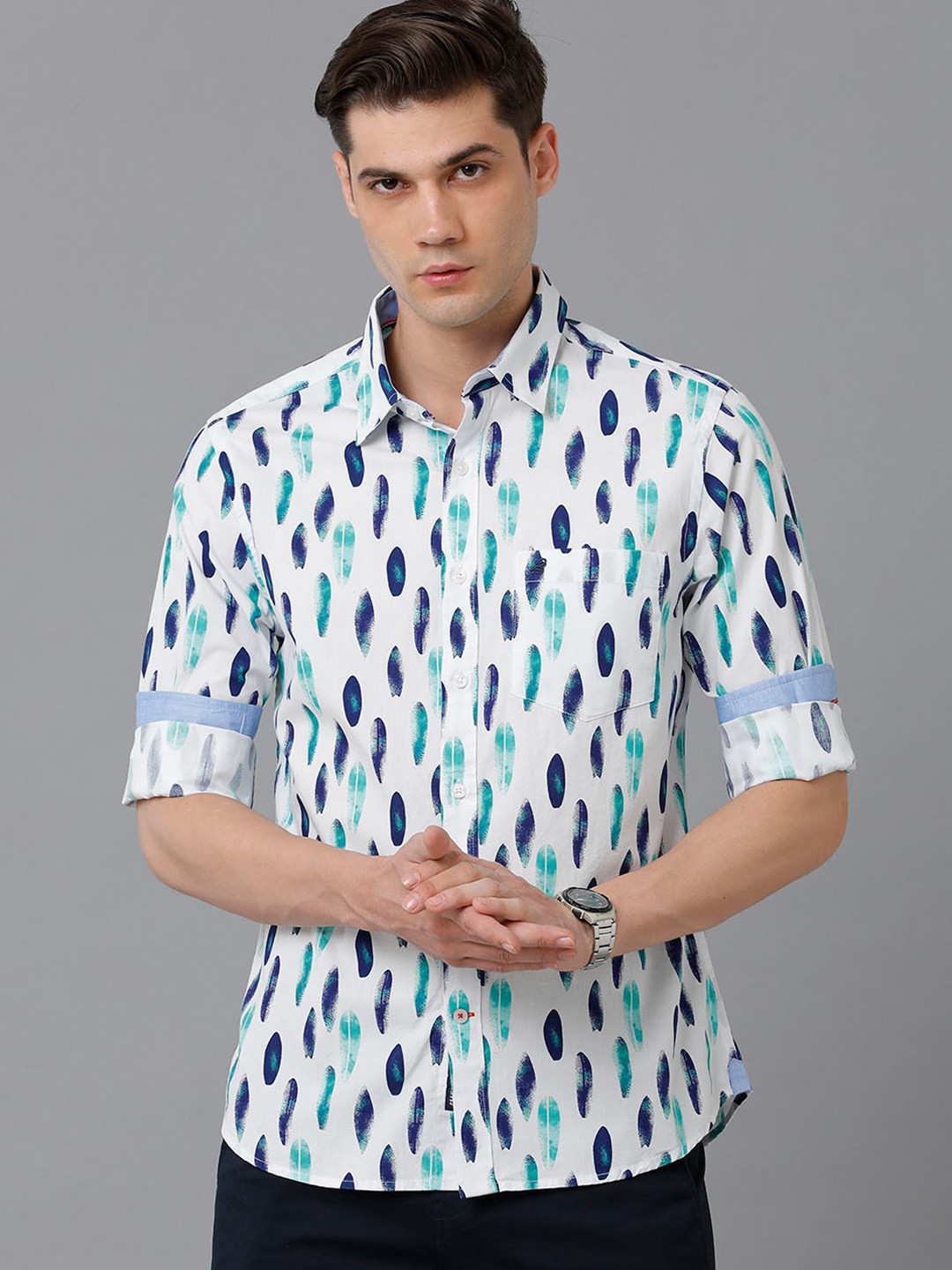 Buy Double Two Slim Fit Abstract Printed Cotton Casual Shirt - Shirts ...