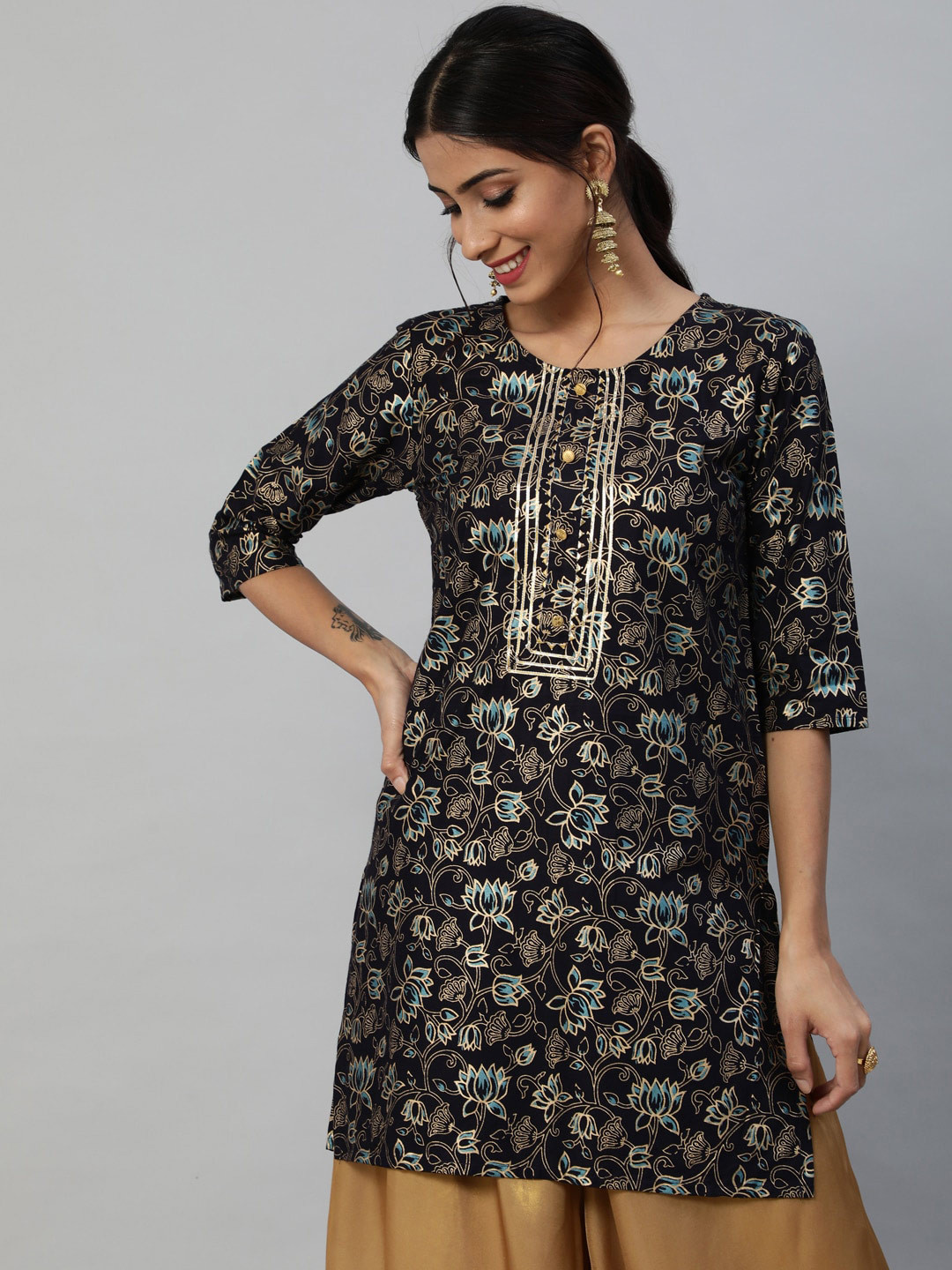 Buy Anubhutee Ethnic Motifs Printed Gotta Patti Gotta Patti Kurti - Kurtis for Women 21896920 ...