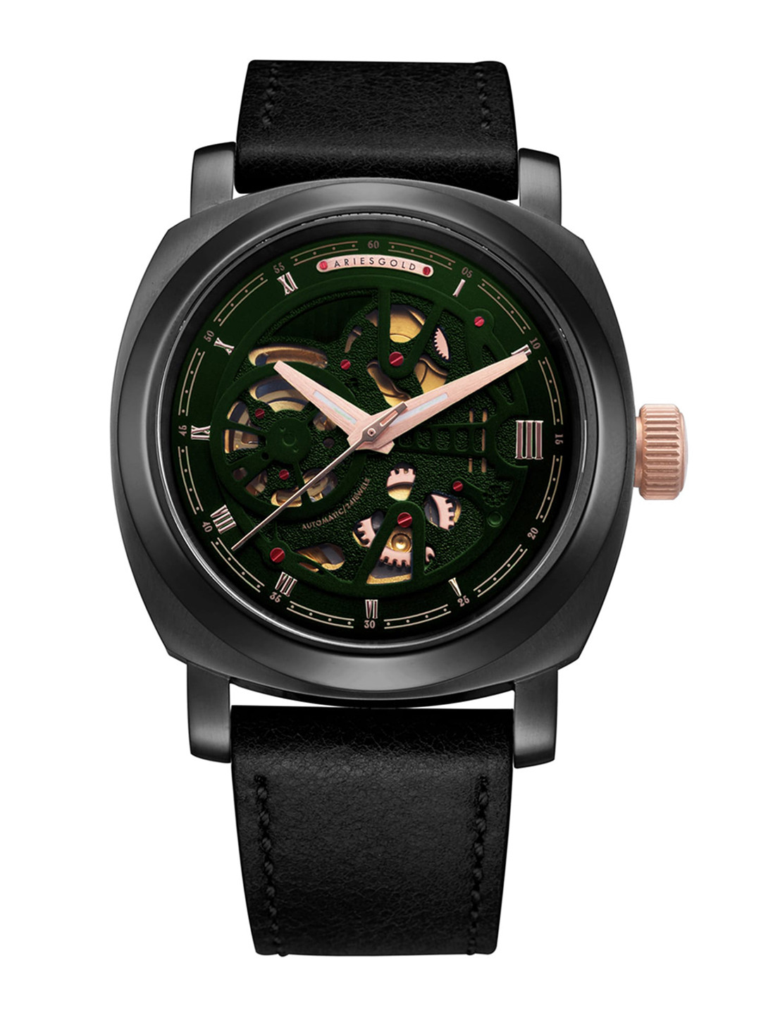 Buy Aries Gold Men Leather Straps Analogue Automatic Motion Powered ...