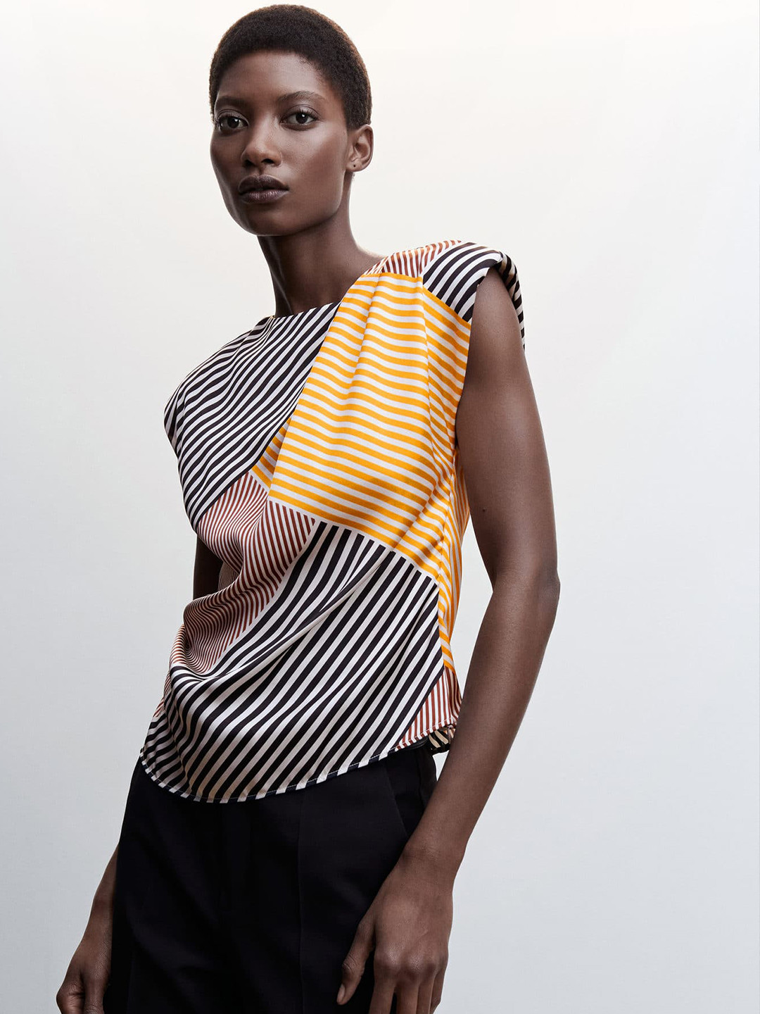 Buy MANGO Striped Padded Shoulder Tops - Tops for Women 21900920 | Myntra