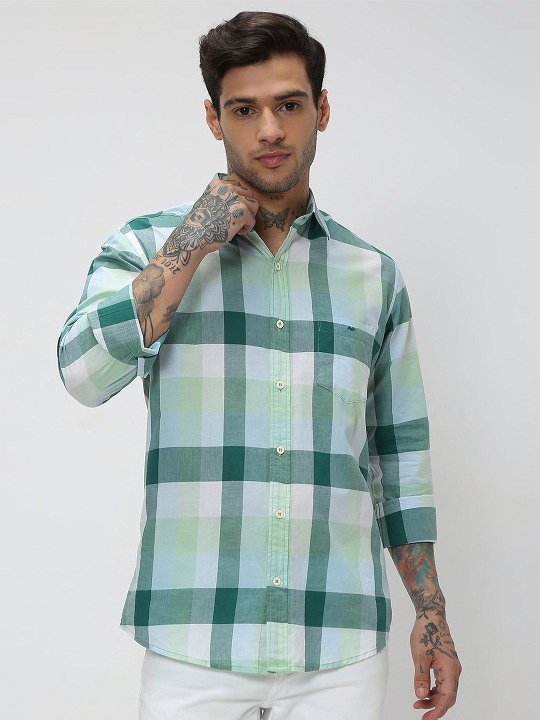 Buy Mufti Men Trim Slim Fit Buffalo Checked Casual Cotton Shirt ...