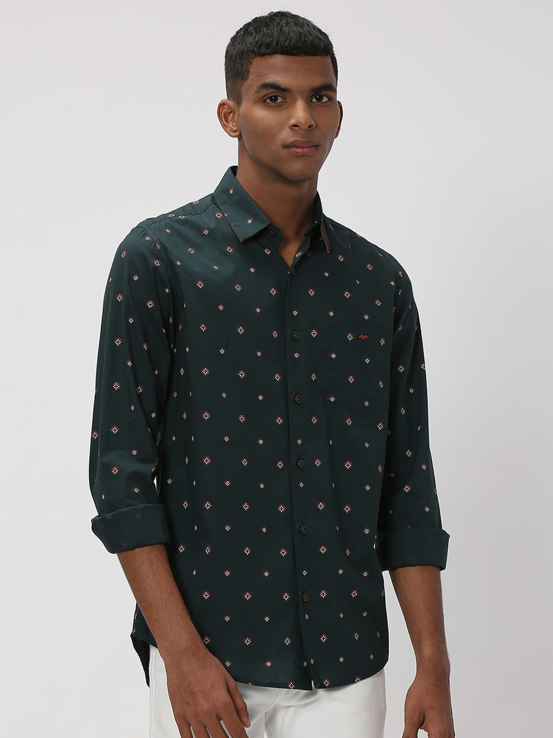 Buy Mufti Trim Slim Fit Printed Pure Cotton Casual Shirt - Shirts for ...