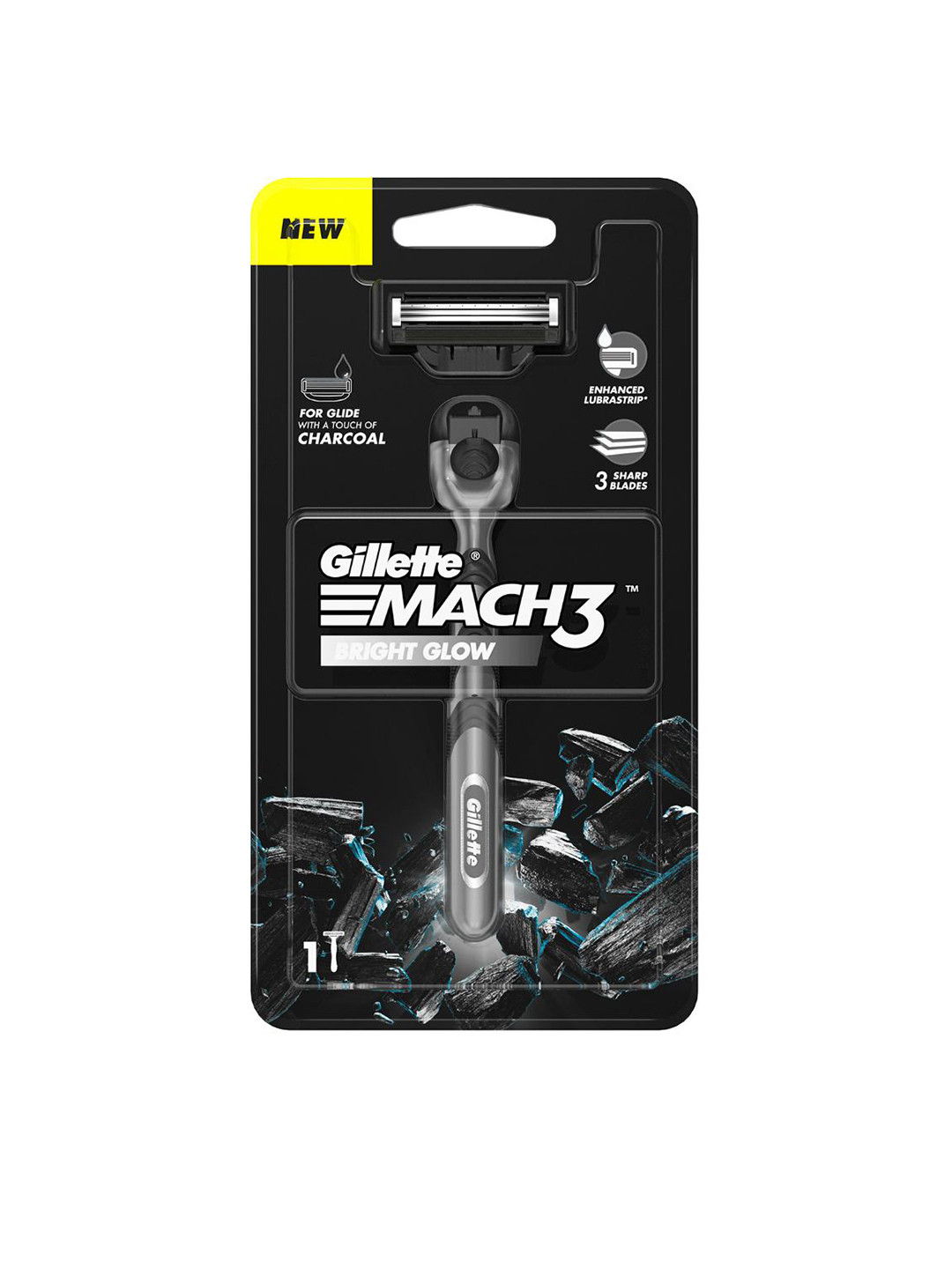 Buy Gillette Men Mach3 Charcoal Shaving Razor With New Enhanced ...