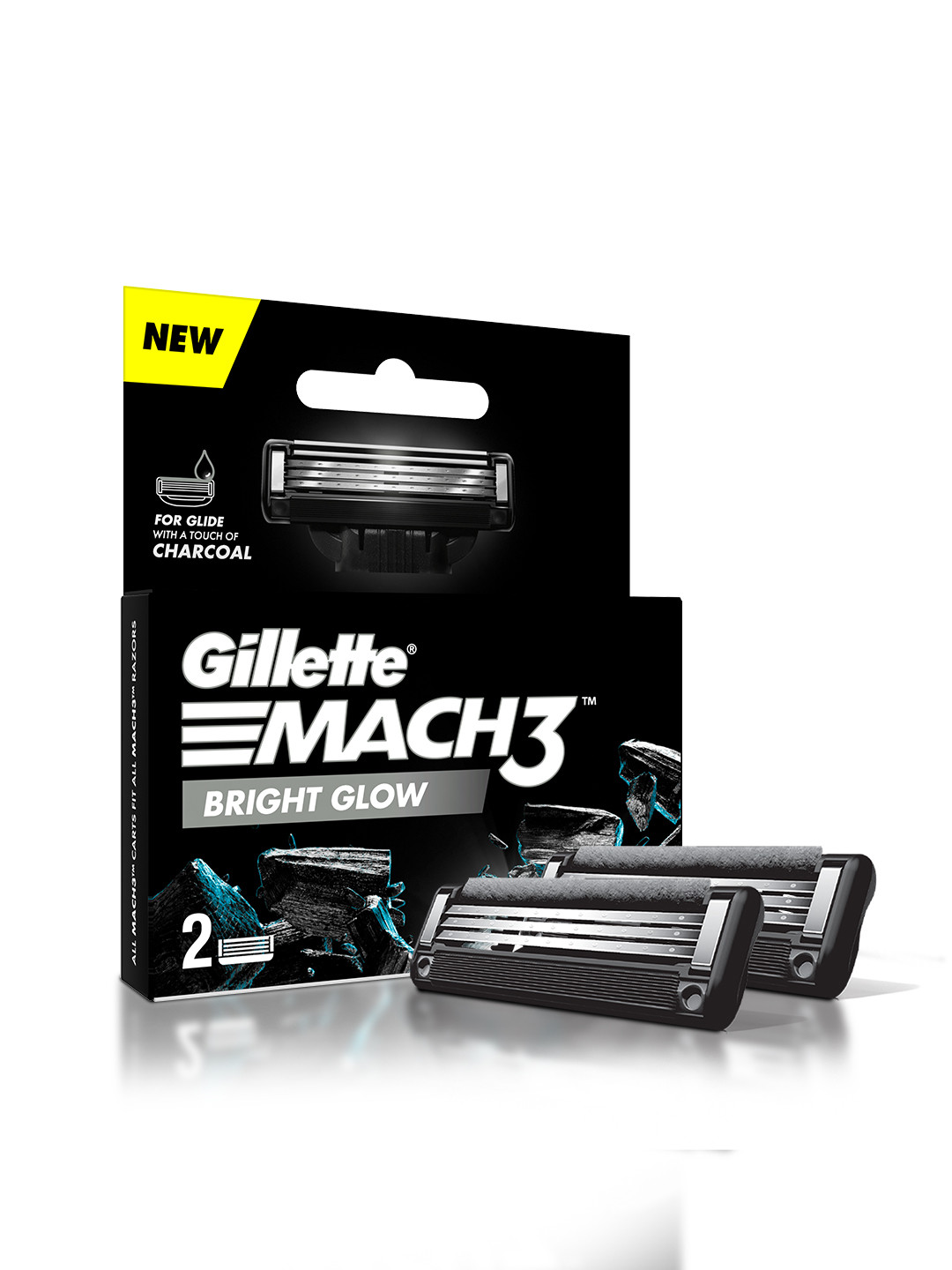 Buy Gillette Mach3 Charcoal Shaving Razor Blades 2 Cartridge - Razors ...