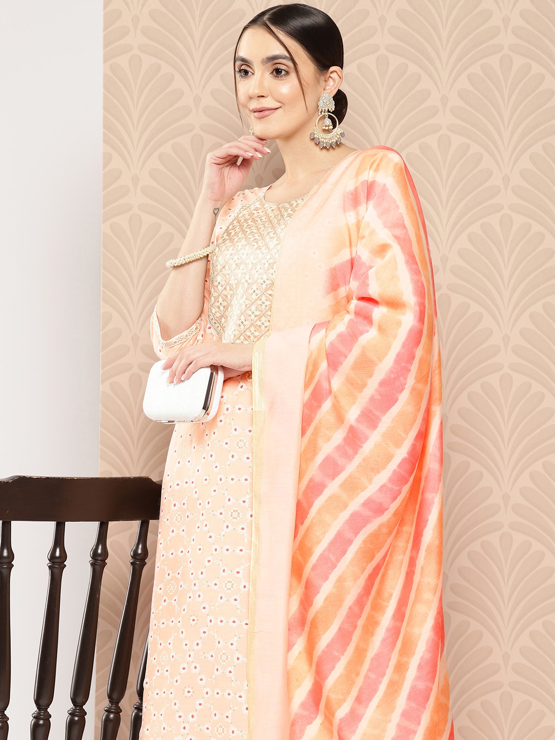 Buy Libas Floral Yoke Design Thread Work Kurta With Trousers And With