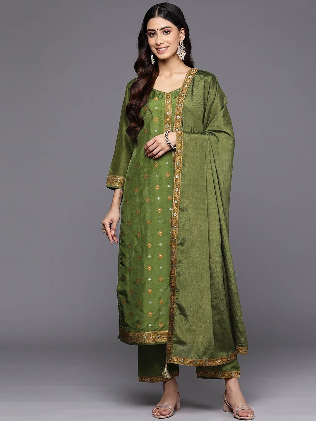 Buy Libas Ethnic Motifs Kurta With Trousers & Dupatta - Kurta Sets for ...
