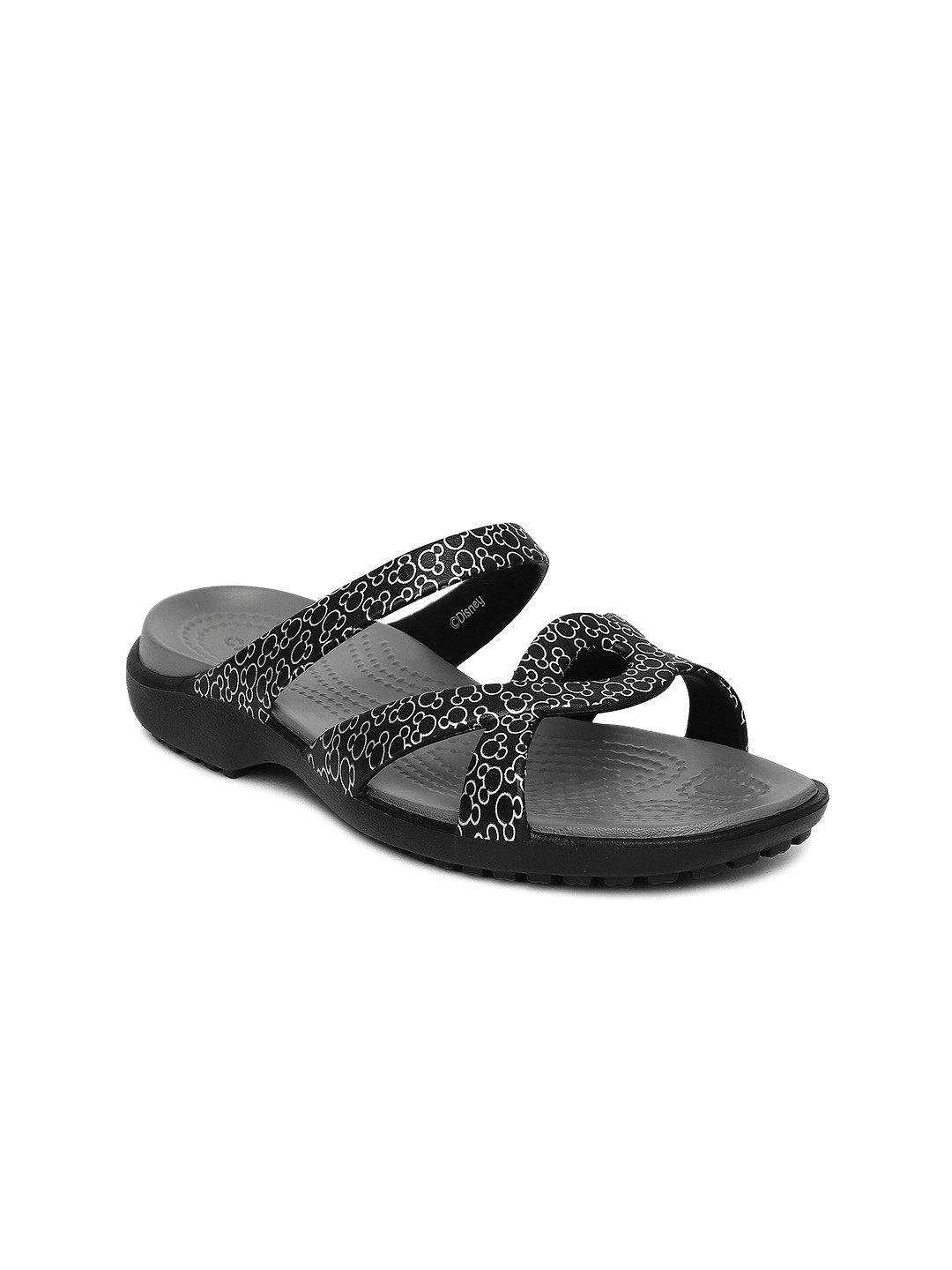 Buy Crocs Women Black Printed Meleen Twist Mickey Open Toe Flats ...