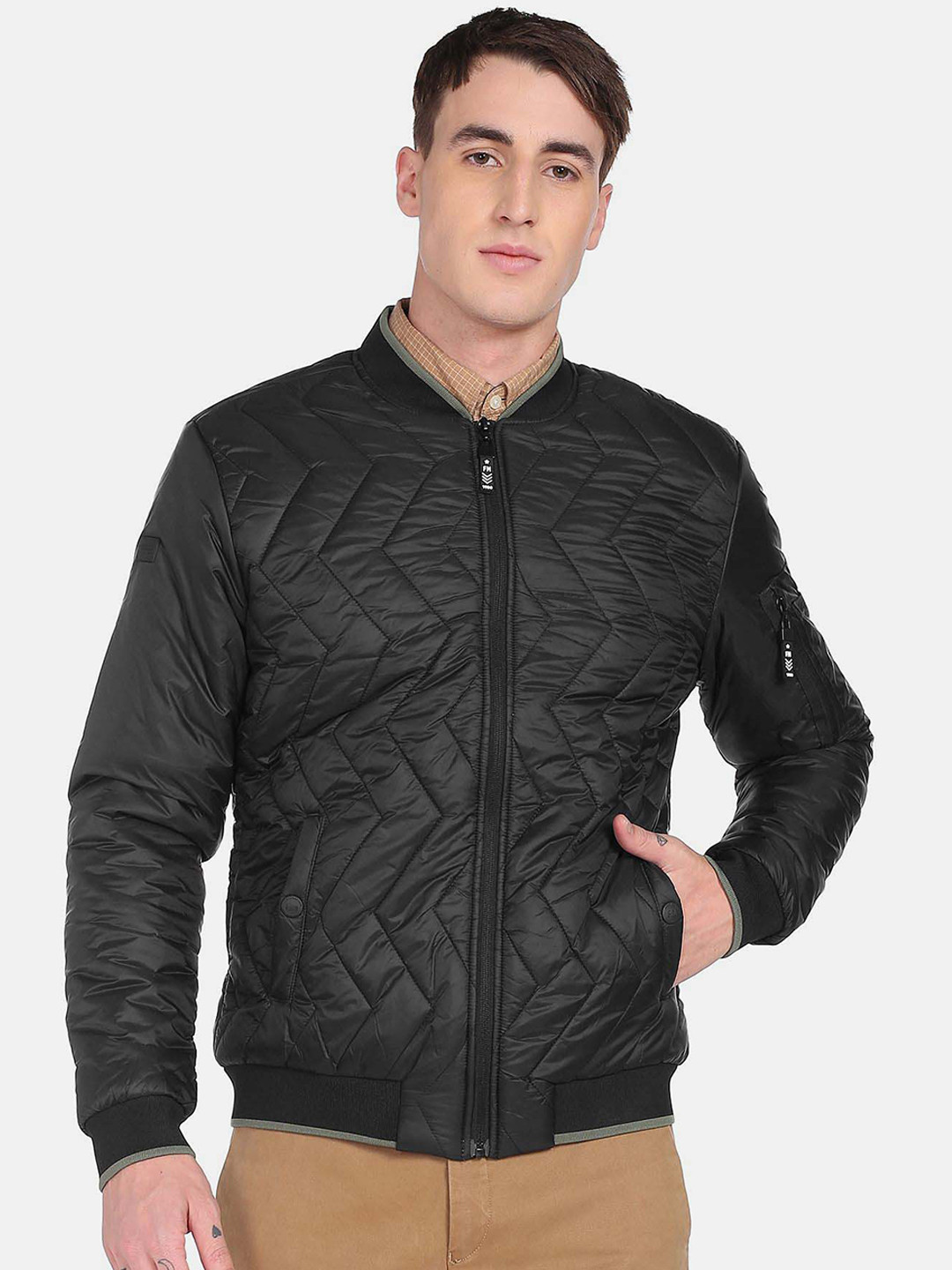 Buy Flying Machine Henley Collar Quilted Jacket - Jackets for Men ...