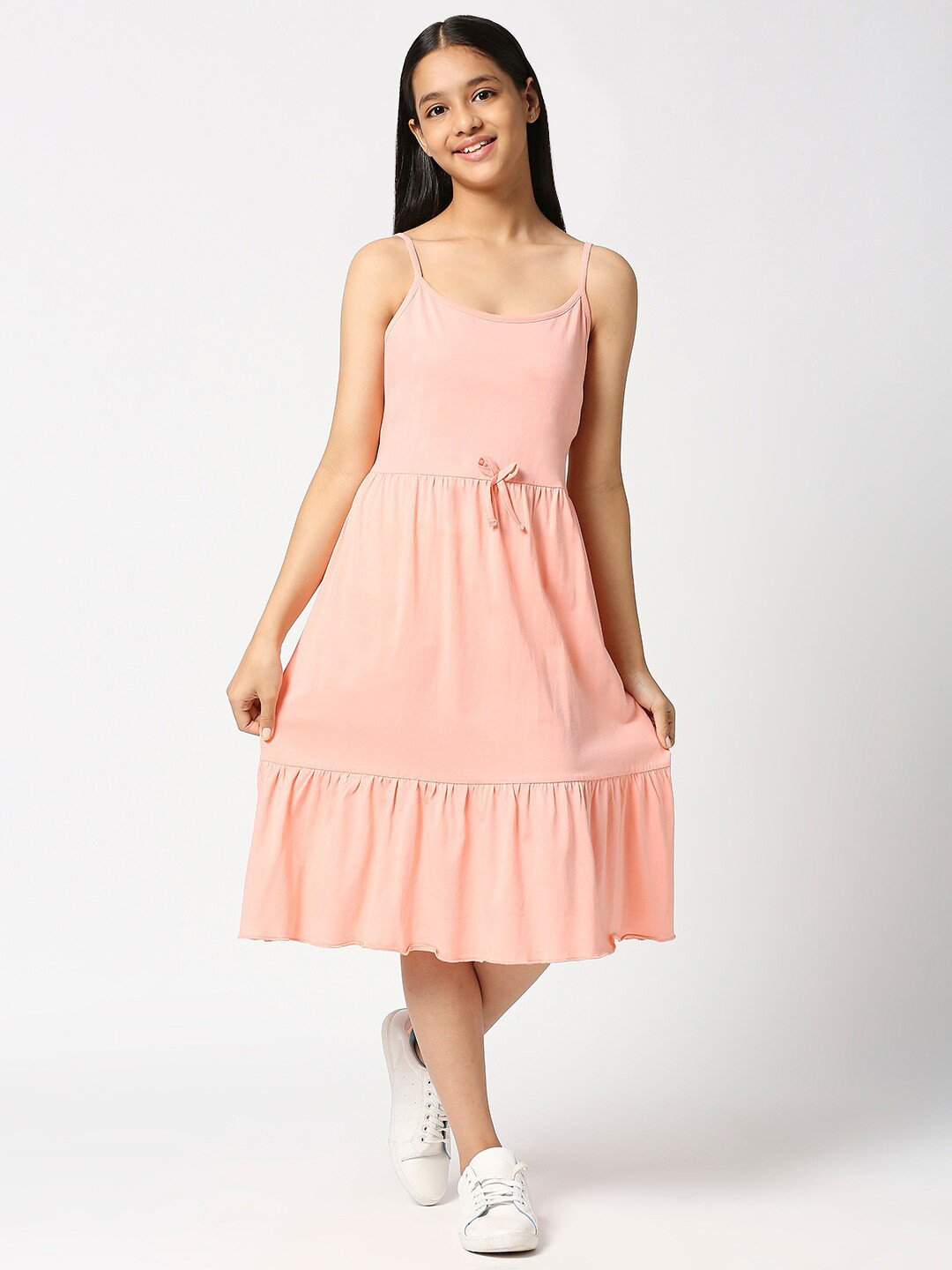 Buy JUSTICE Peach Coloured Midi Dress - Dresses for Girls 21913658 | Myntra