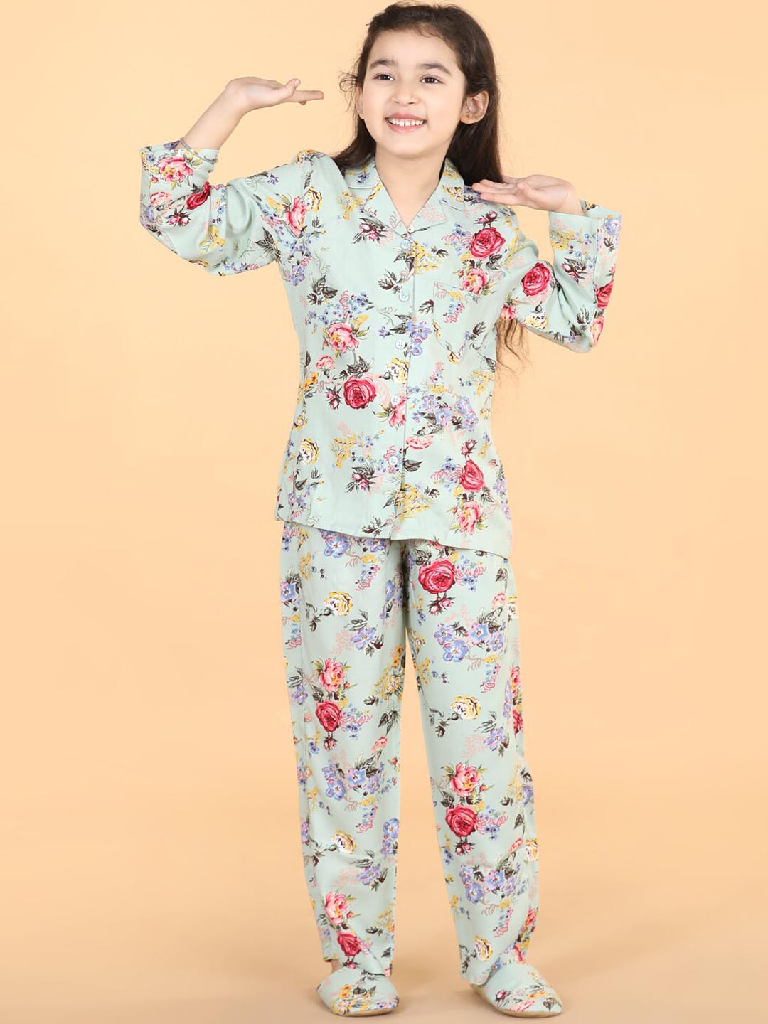 Buy PICCOLO Girls Floral Printed Night Suit - Night Suits for Girls ...