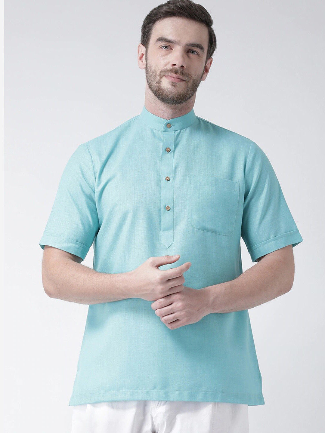 Buy Chitwan Mohan Mandarin Collar Straight Kurta - Kurtas for Men ...