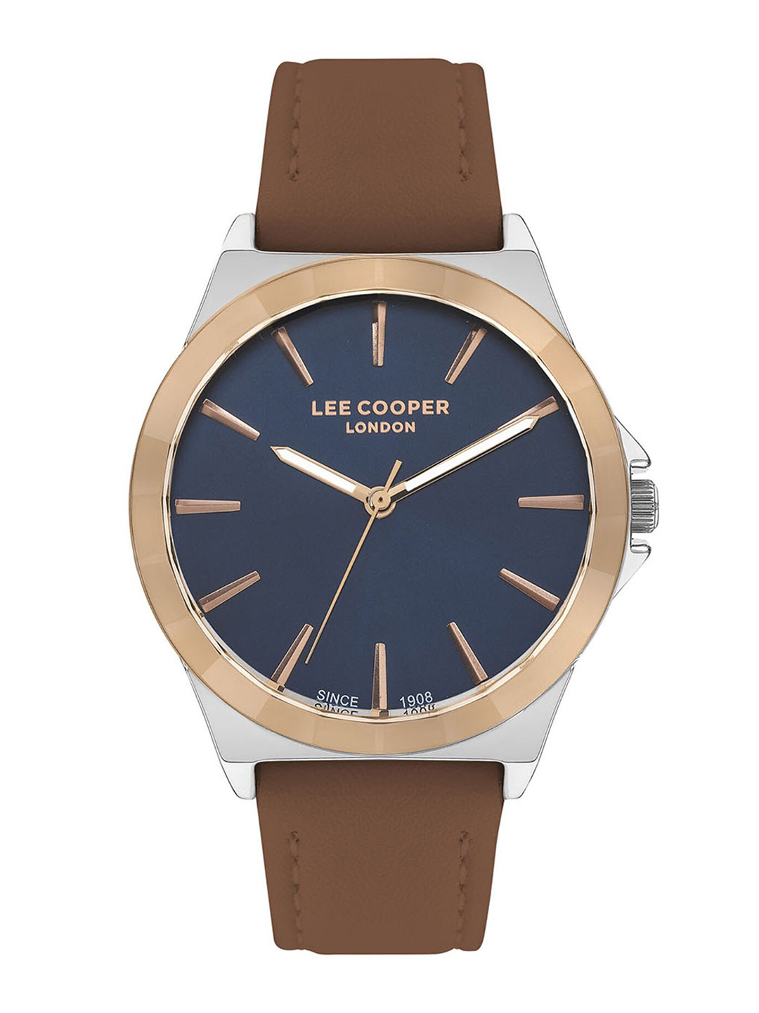 Buy Lee Cooper Women Brass Dial & Brown Leather Straps Analogue Watch ...