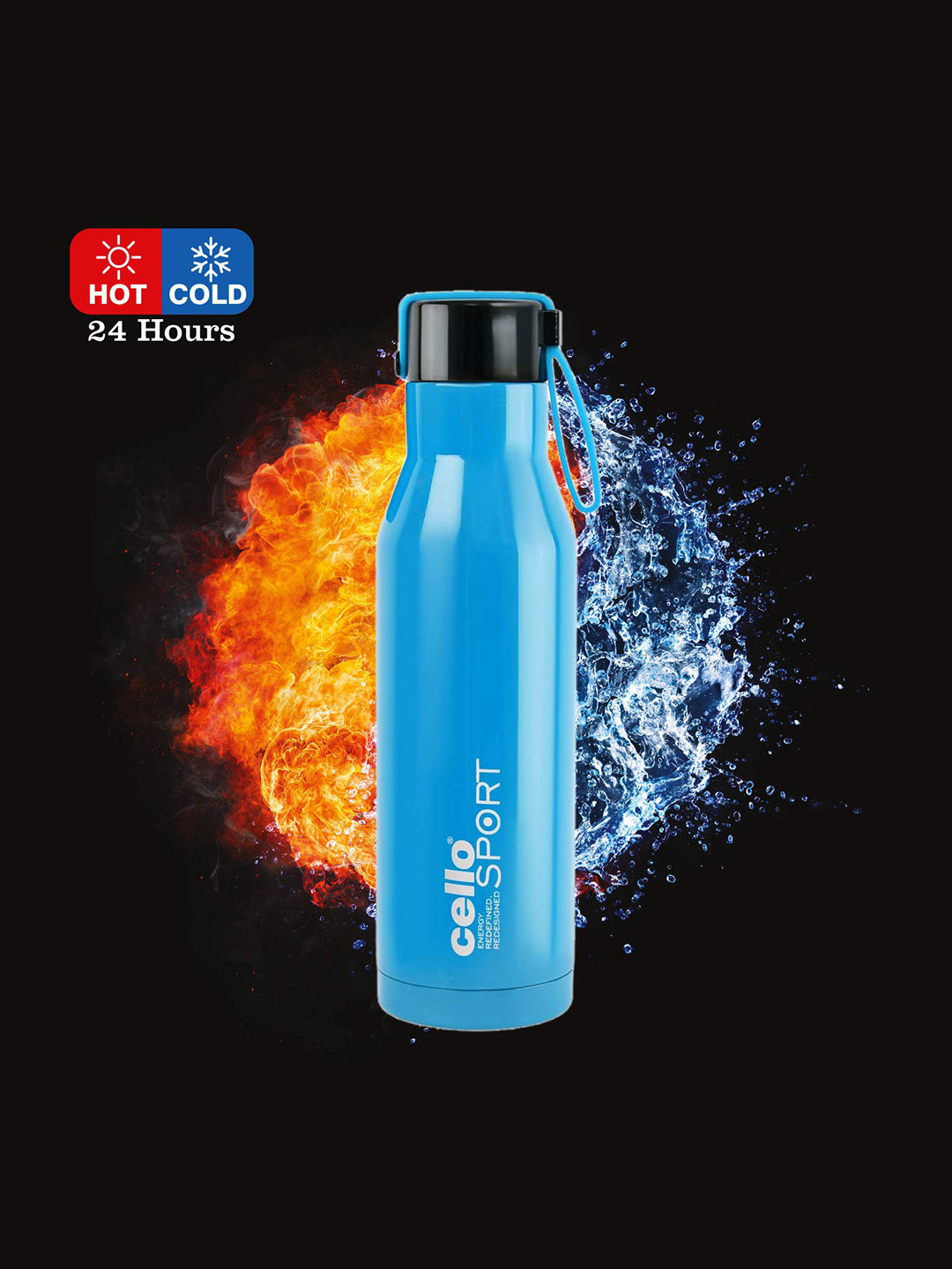 Buy Cello Maestro Blue Stainless Steel Double Walled Vacusteel Water ...