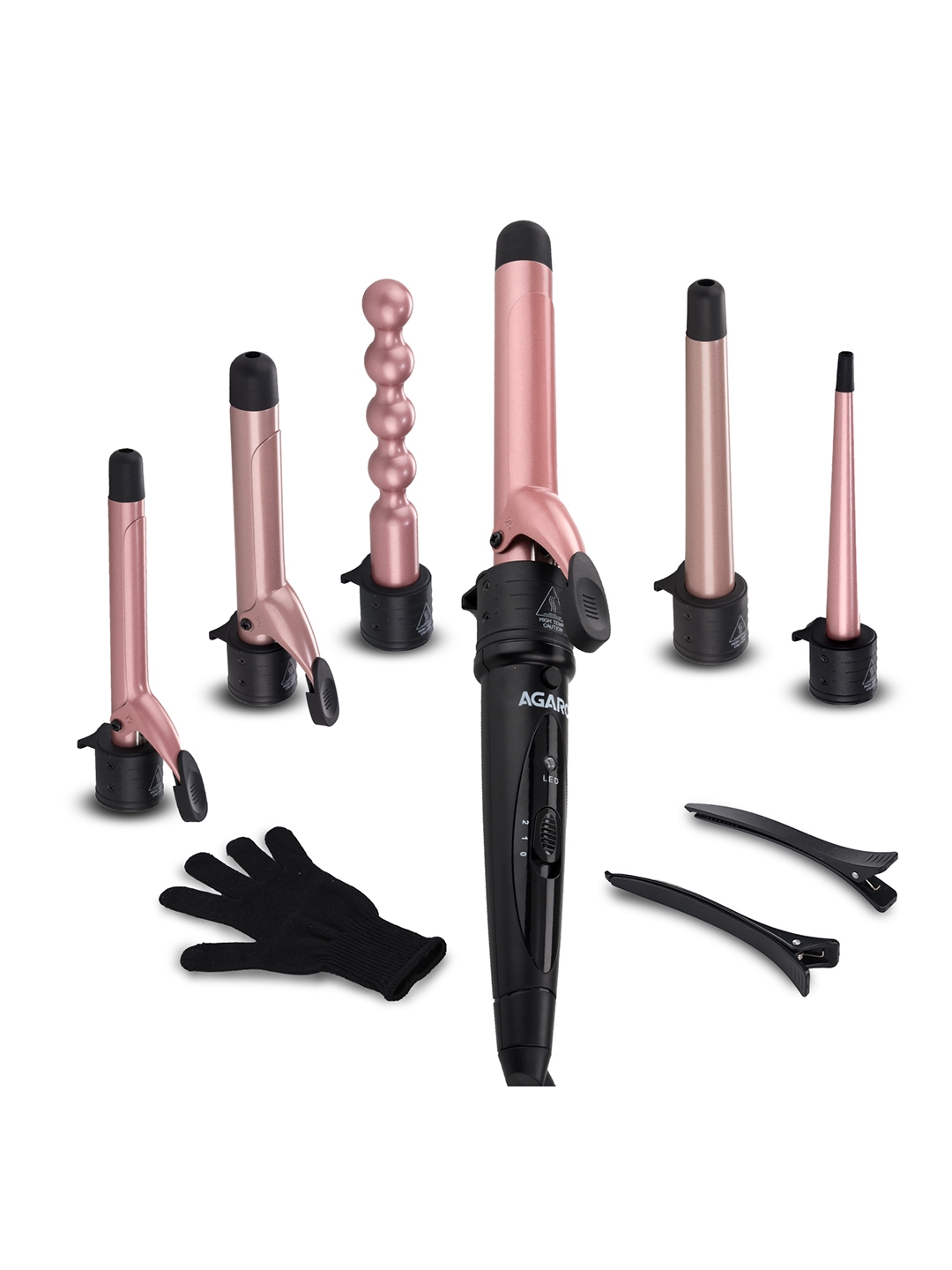 Buy Agaro Hs1707 Multi Hair Styler 6 In 1 Curling Wand Set Black And Rose Gold Curling Iron And