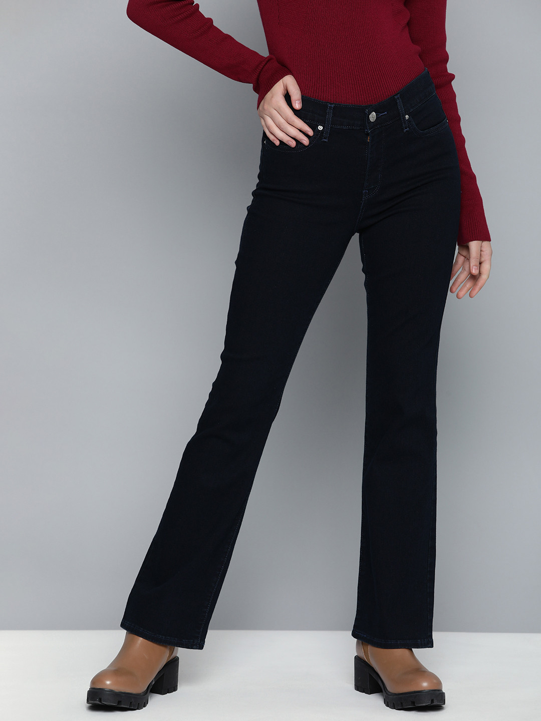 Buy Levis Women Bootcut Stretchable Mid Rise Dark Shade Jeans - Jeans ...