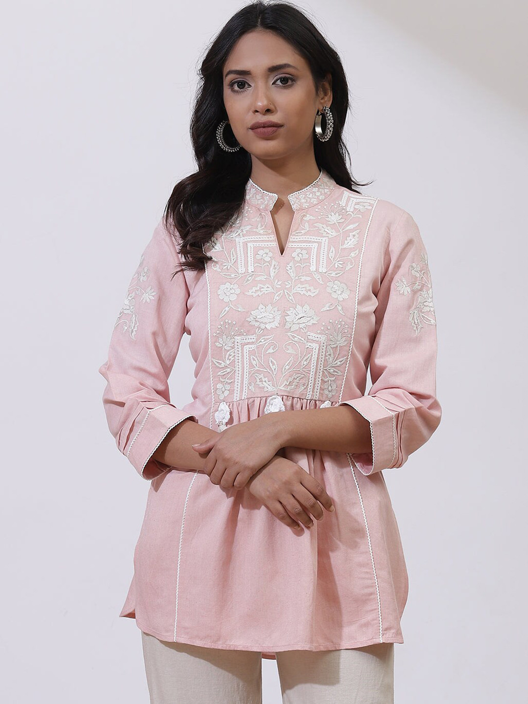 Buy Lakshita Mandarin Collar Embroidered Tunic - Tunics for Women ...
