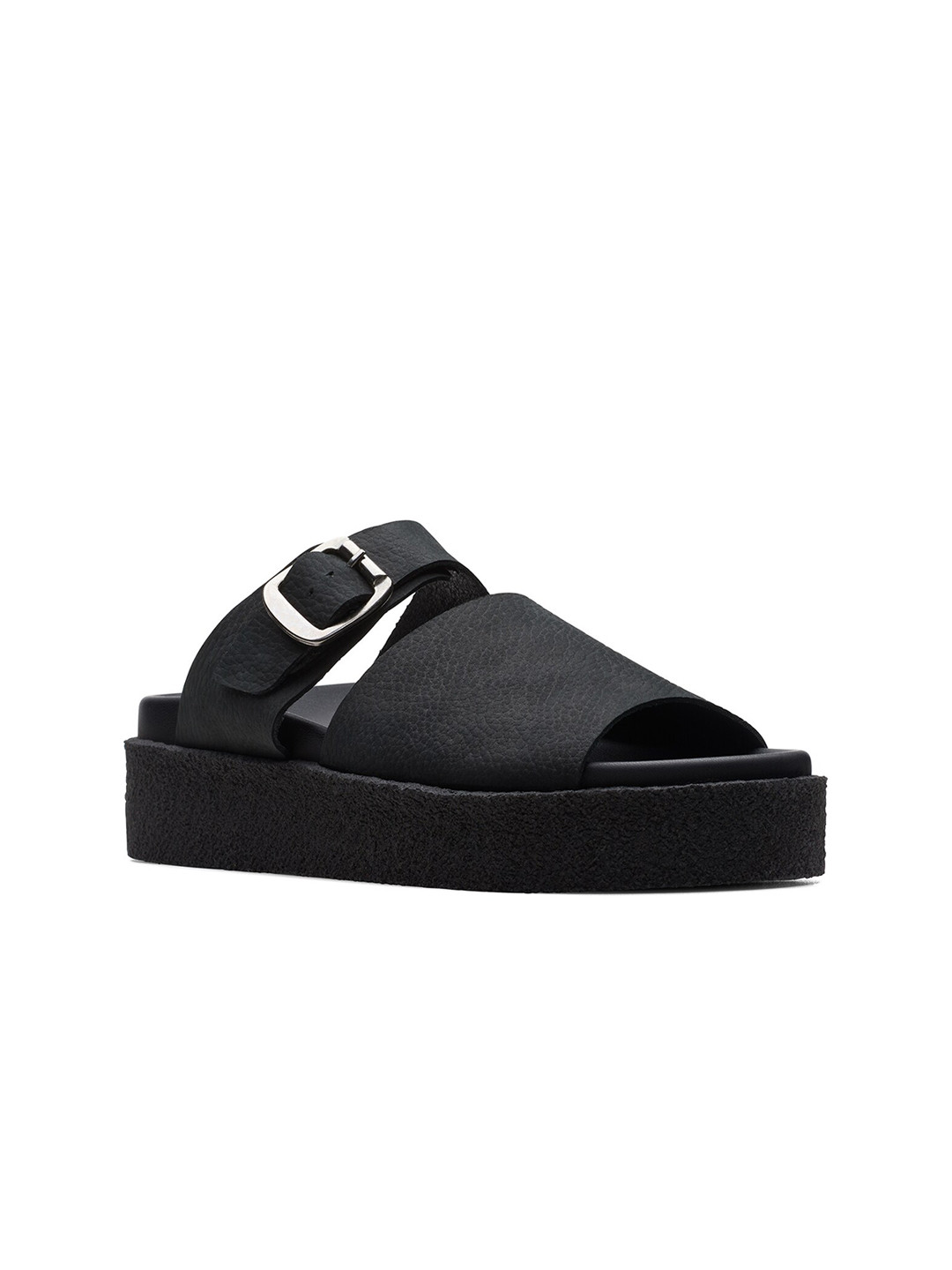 Buy Clarks Leather Work Peep Toes Flat Form Heels With Buckles - Heels ...