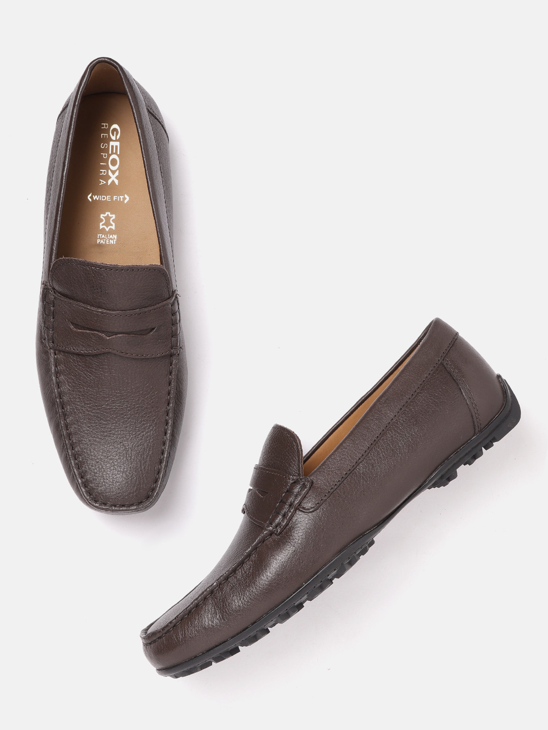 Buy Geox U Kosmopolis+Grip Men Textured Lightweight Leather Moccasins ...