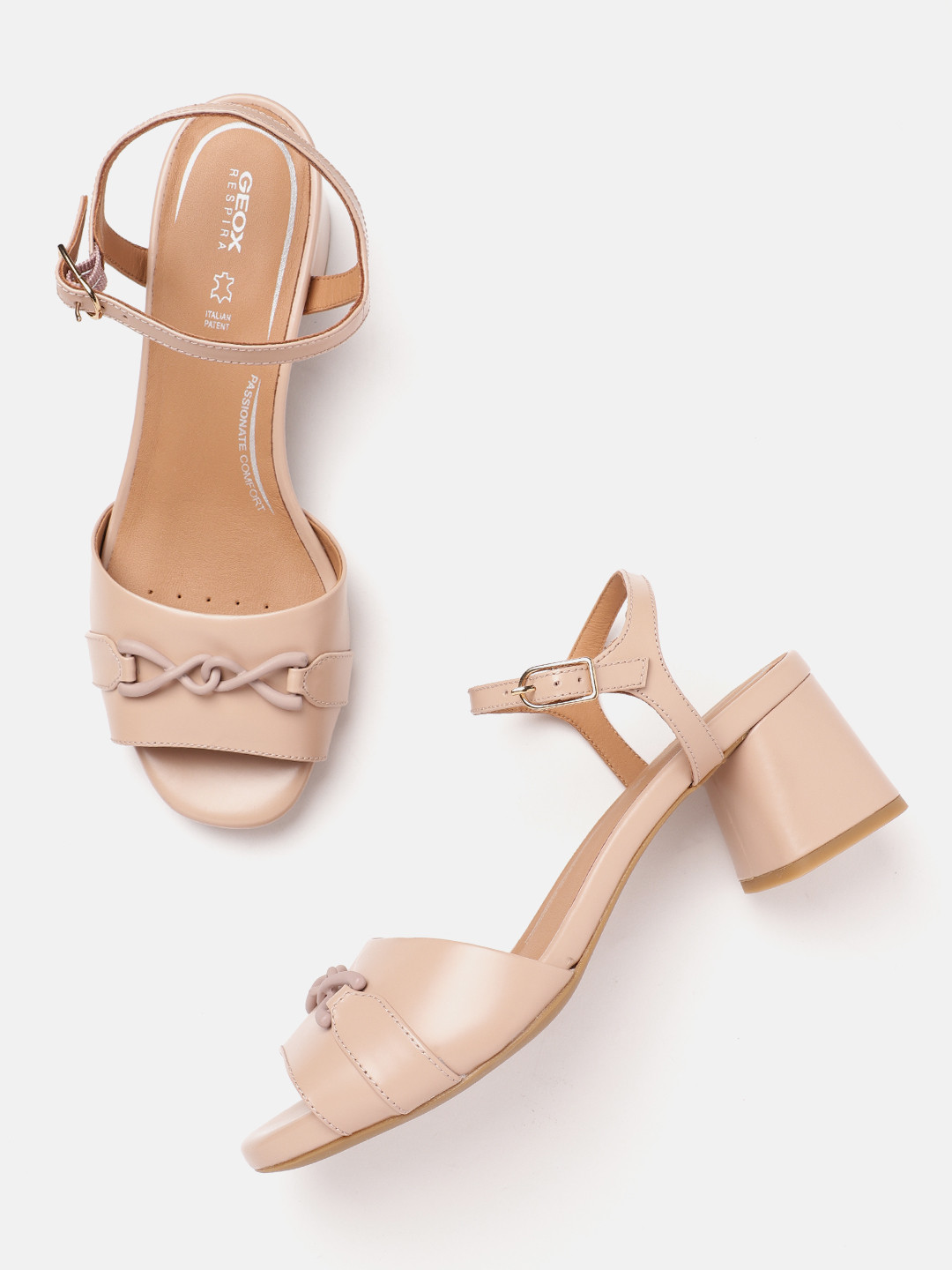 Buy Geox D Genziana Mid Women Solid Leather Block Sandals - Heels for ...