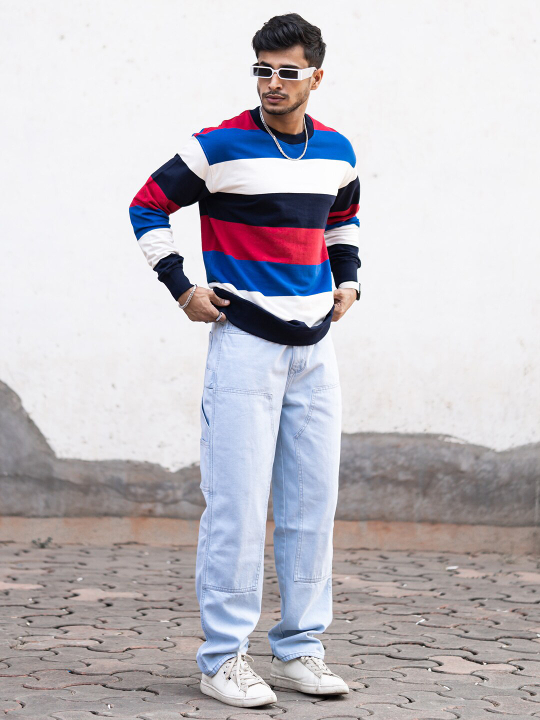 Buy Powerlook Striped Round Neck Long Sleeve T Shirt - Tshirts for Men ...