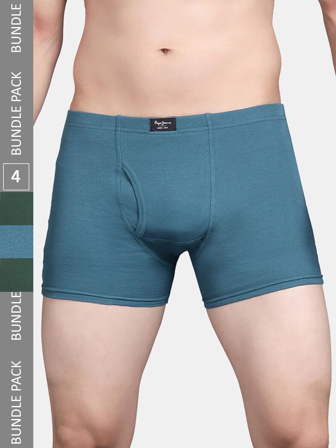 Buy Pepe Jeans Men Pack Of 4 Cotton Trunks CLT01 BOTTLE GREEEN CORSAIR ...