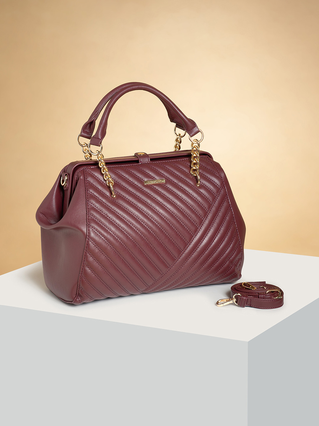 Buy Forever Glam By Pantaloons Quilted Structured Handheld Bag ...