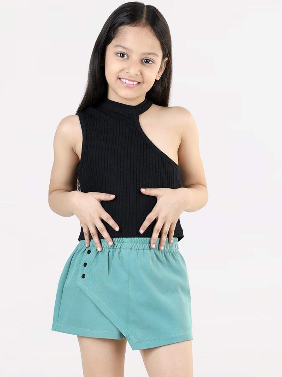 Buy AWW HUNNIE Girls Loose Fit Low Rise Asymmetric Skorts - Skirts for ...