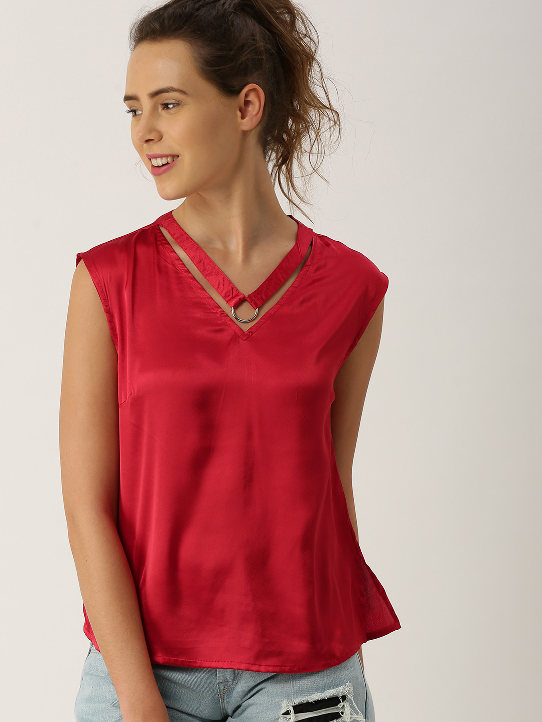 Buy DressBerry Women Red Solid Top - Tops for Women 2194035 | Myntra