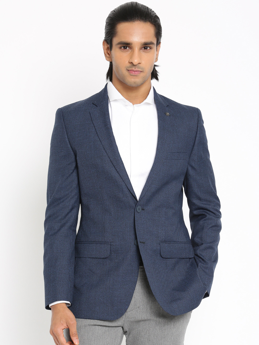 Buy Raymond Blue Single Breasted Tailored Contemporary Fit Formal ...