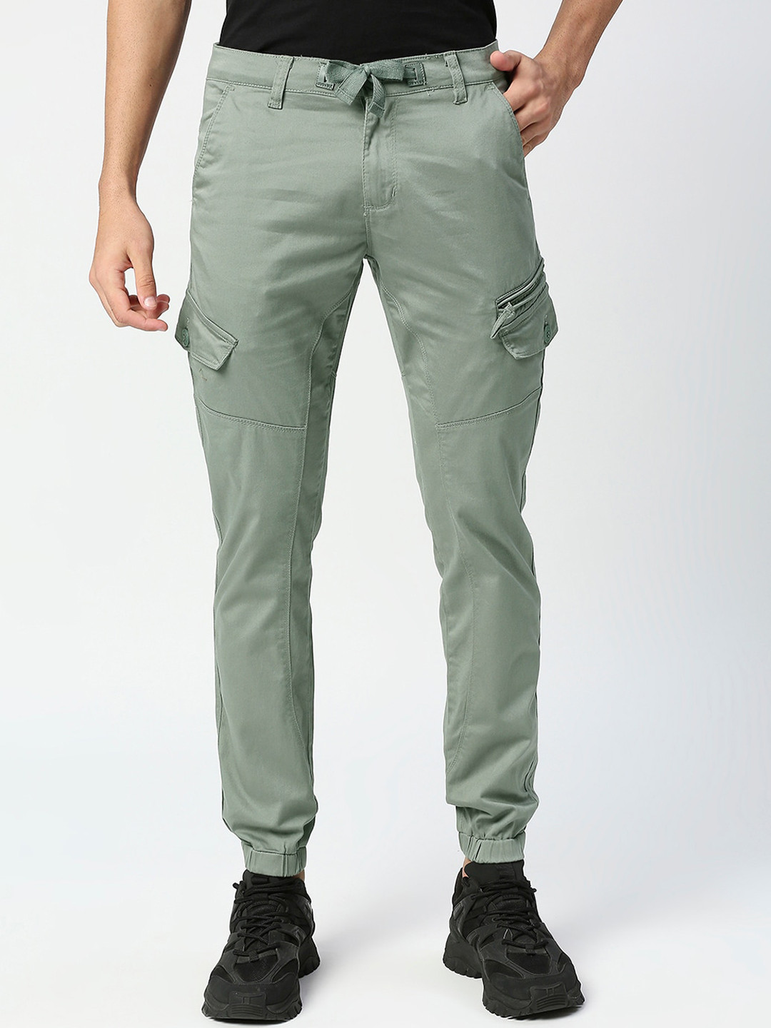 Buy Beevee Men Relaxed Tapered Fit Easy Wash Cargos Joggers - Trousers ...