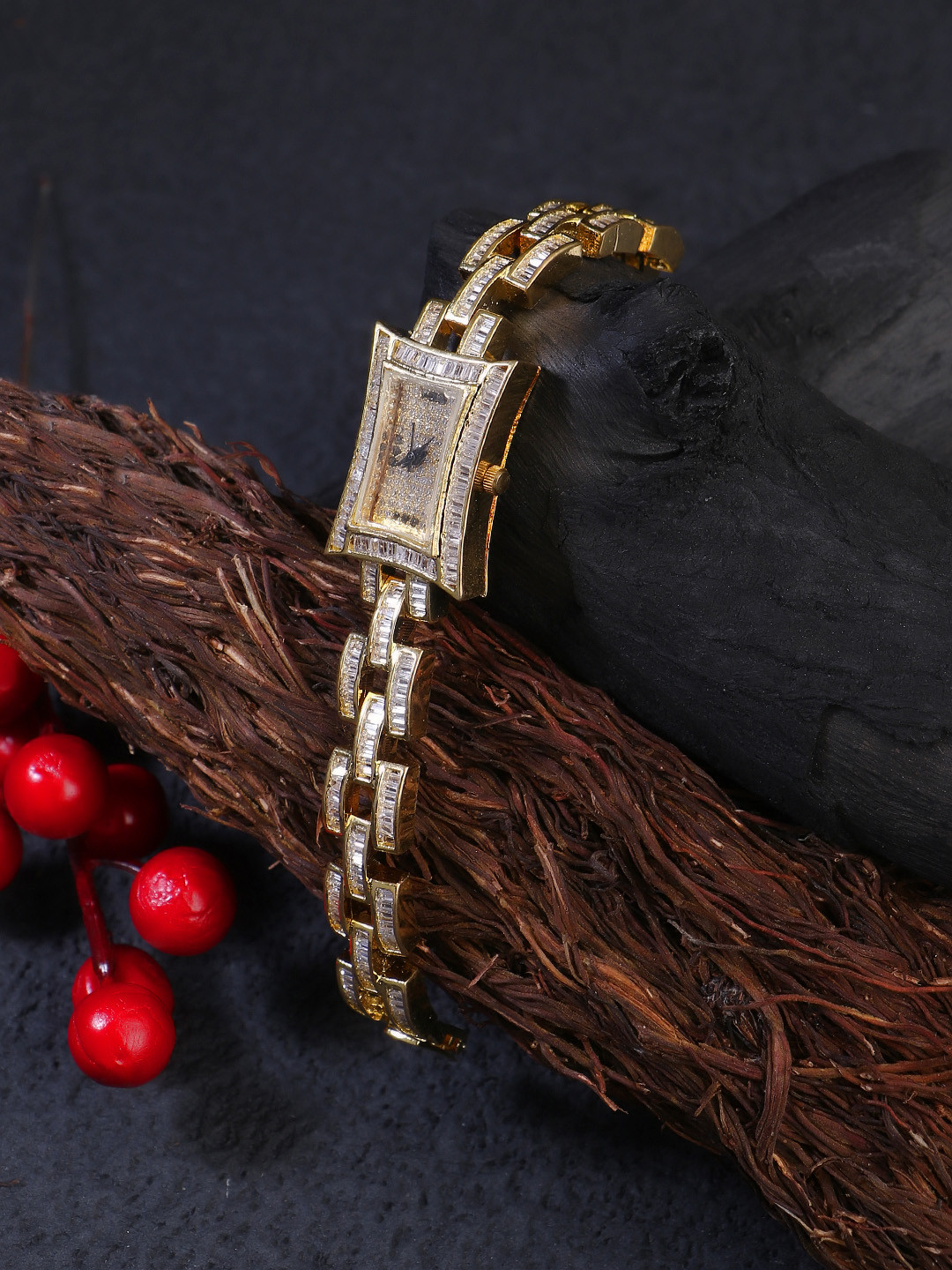 Buy Adwitiya Collection Women Embellished Bracelet Style Straps Digital ...