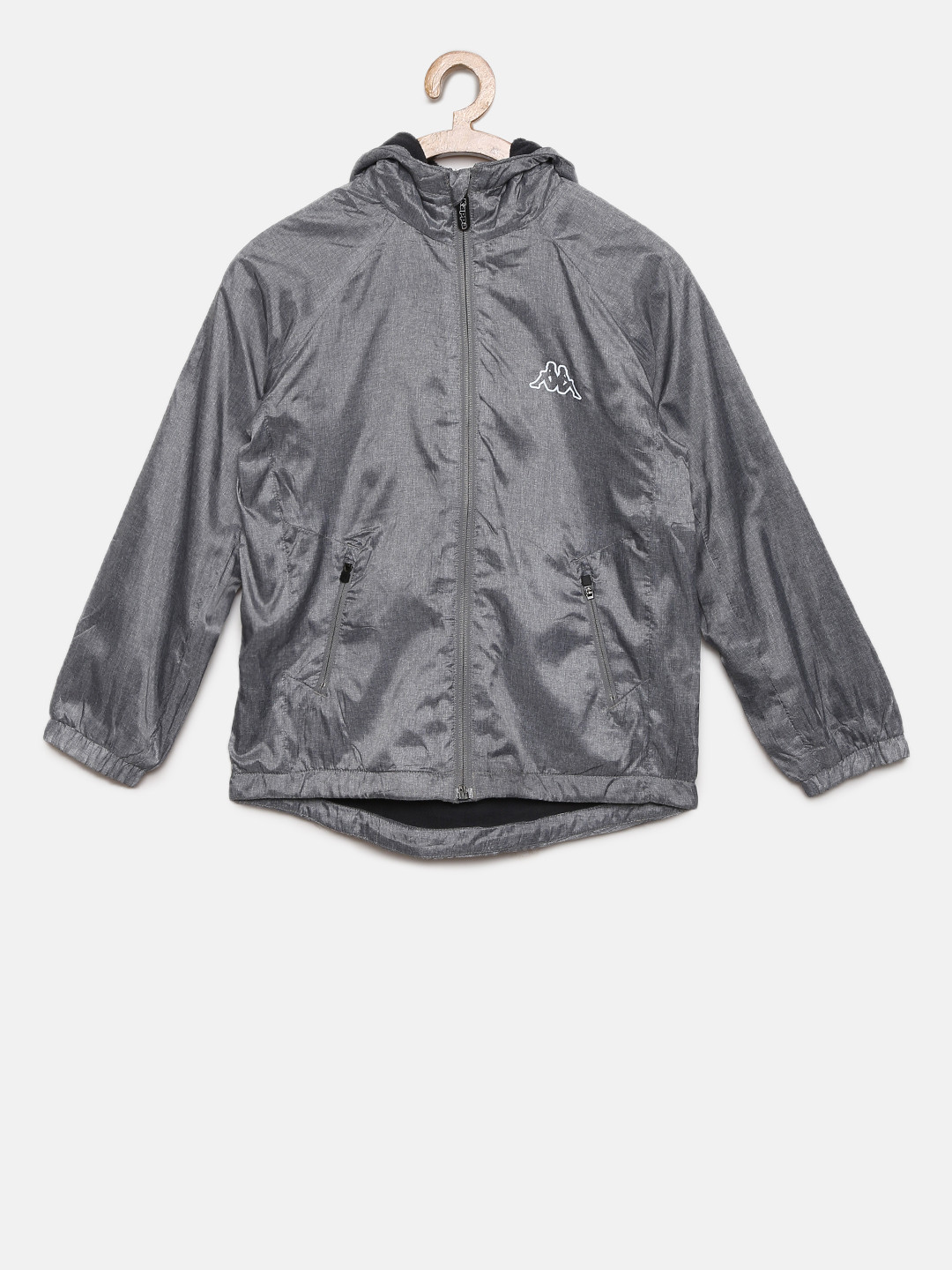 Buy Kappa Boys Grey Hooded Sporty Jacket - Jackets for Boys 2194996 ...