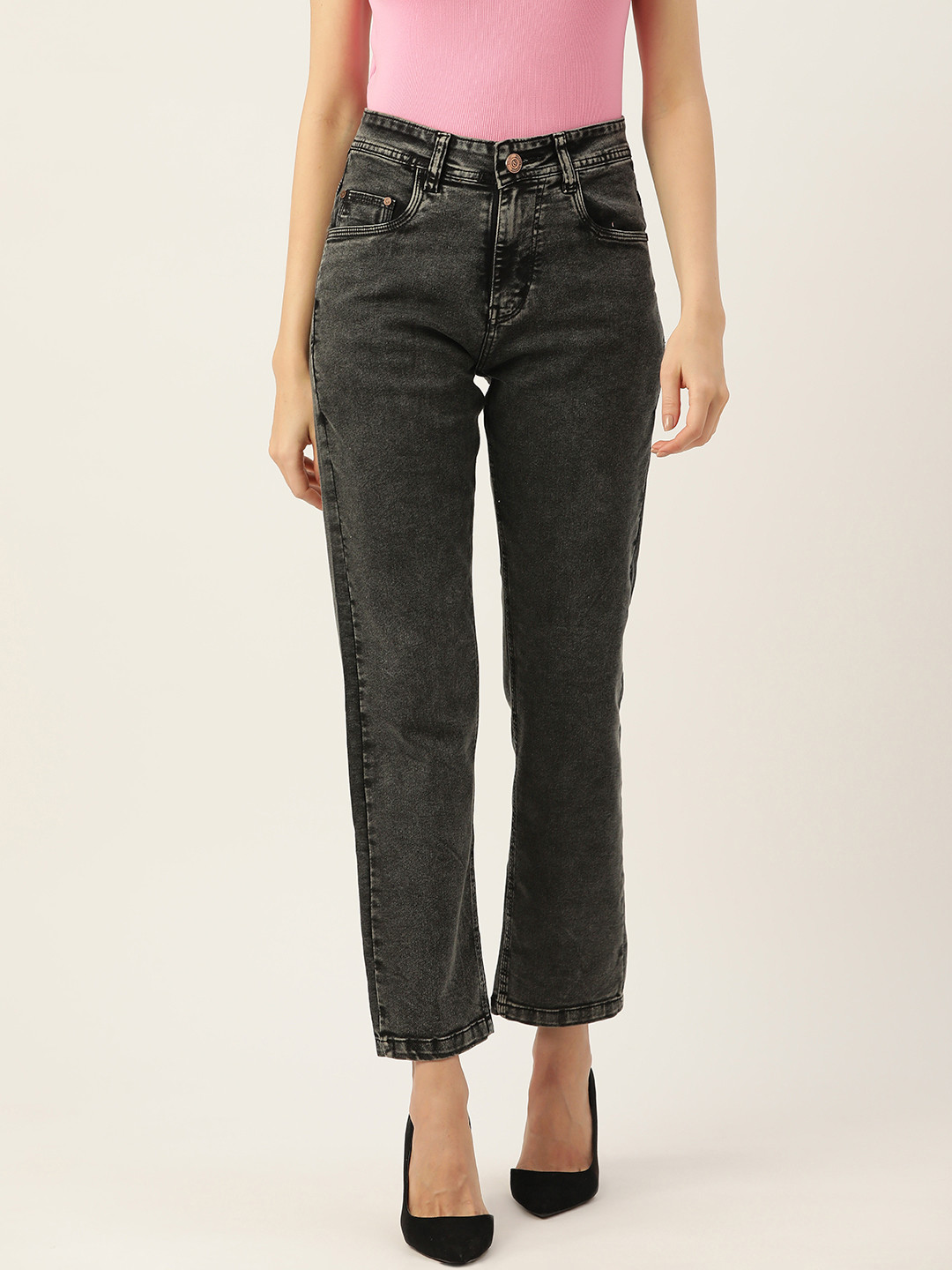 Buy PARIS HAMILTON Boyfriend Fit High Rise Acid Wash Stretchable Jeans ...