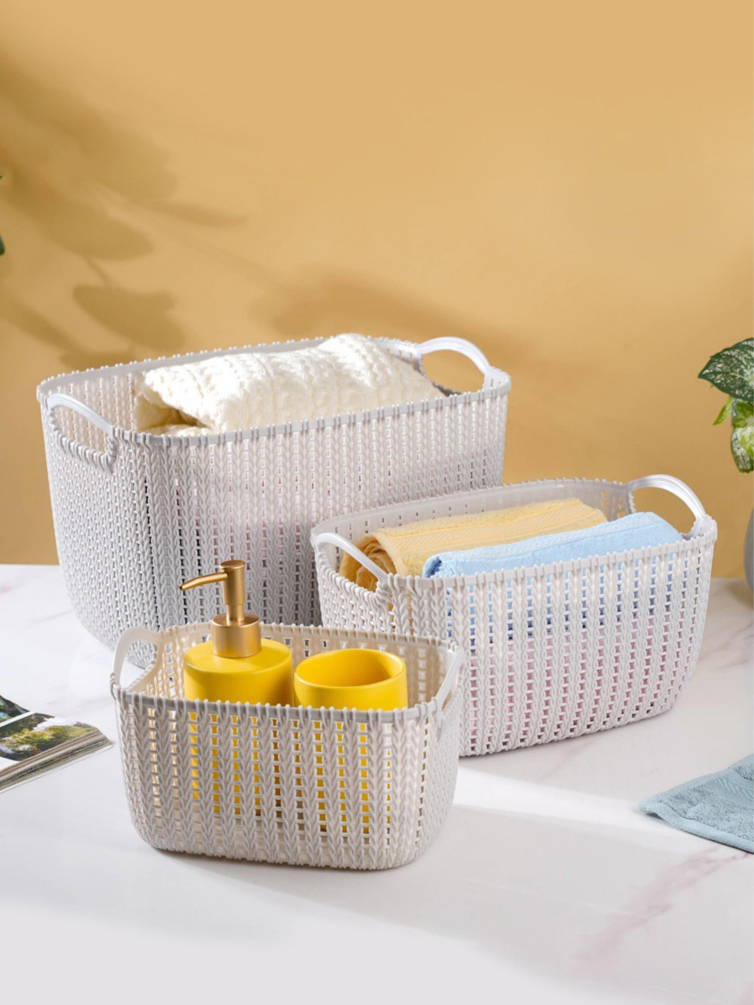 Buy Nestasia Grey 3 Pcs Textured Multipurpose Water Resistant Storage ...