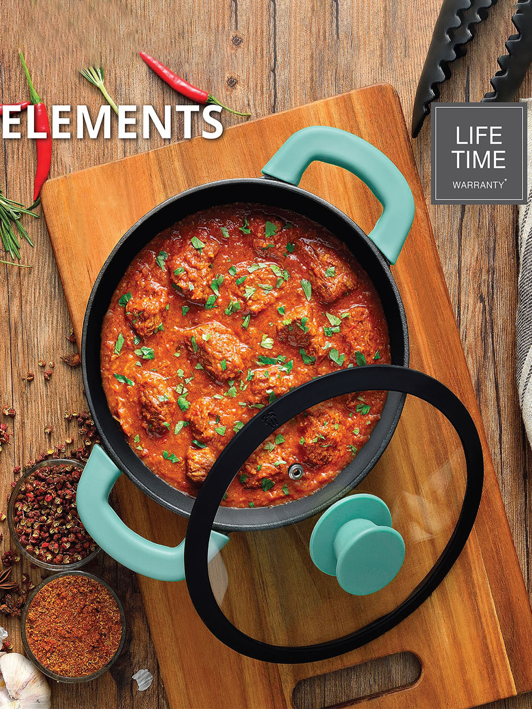 Buy BERGNER Elements Pre Seasoned Induction Bottom Cast Iron Casserole ...