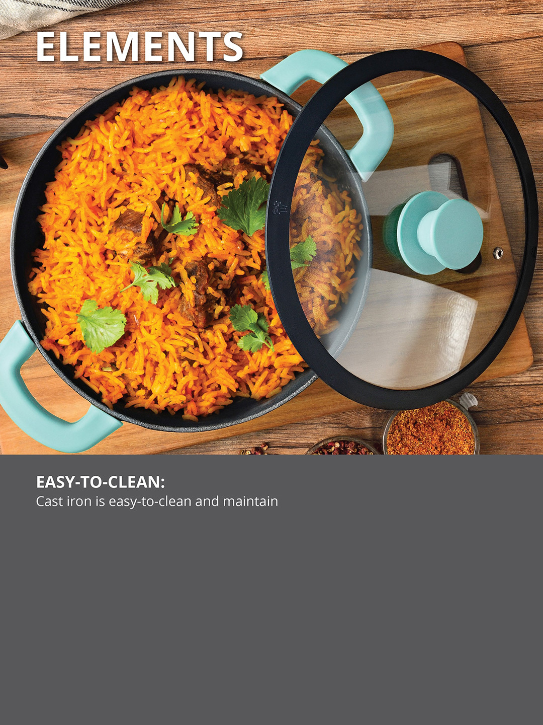 Buy Bergner Elements Pre Seasoned Cast Iron 24cm Induction Bottom Black ...