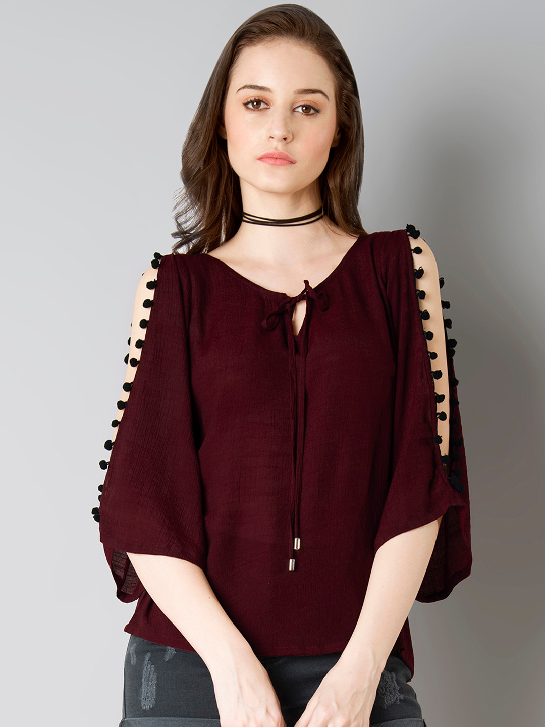 Buy FabAlley Women Maroon Solid Top - Tops for Women 2195976 | Myntra