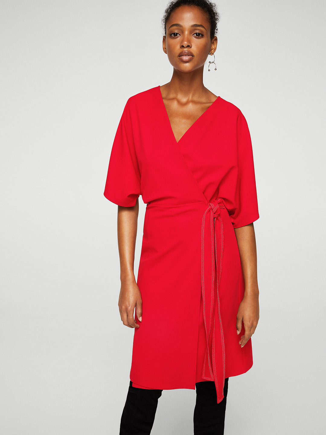Buy MANGO Women Red Solid Wrap Dress - Dresses for Women 2196079 | Myntra