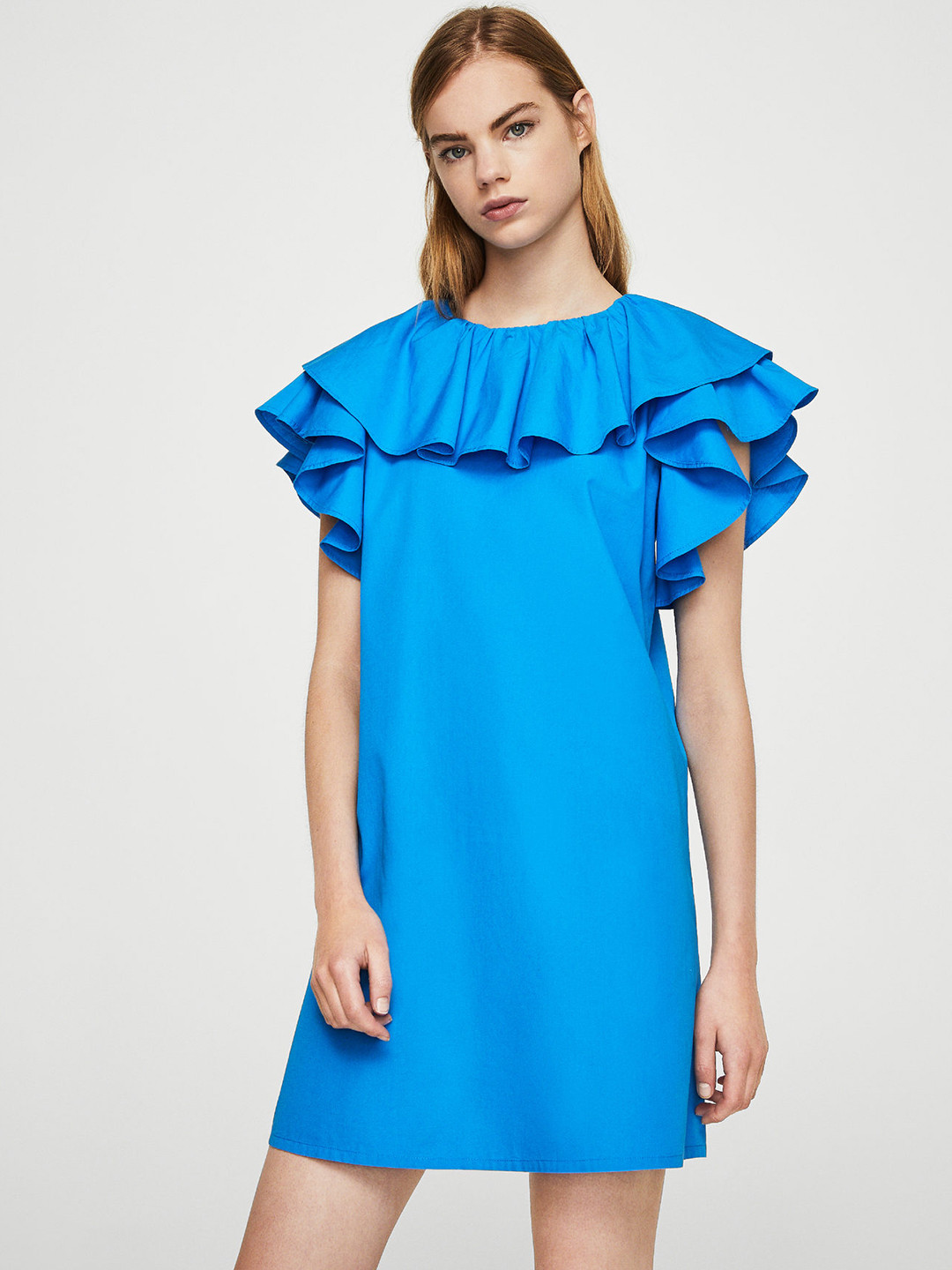 Buy MANGO Women Blue Solid Shift Dress - Dresses for Women 2196082 | Myntra
