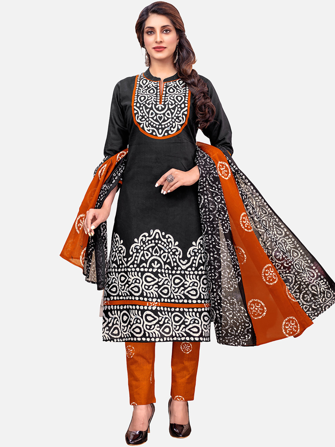 Buy Jevi Prints Ethnic Motifs Printed Pure Cotton Kurta With Trousers ...
